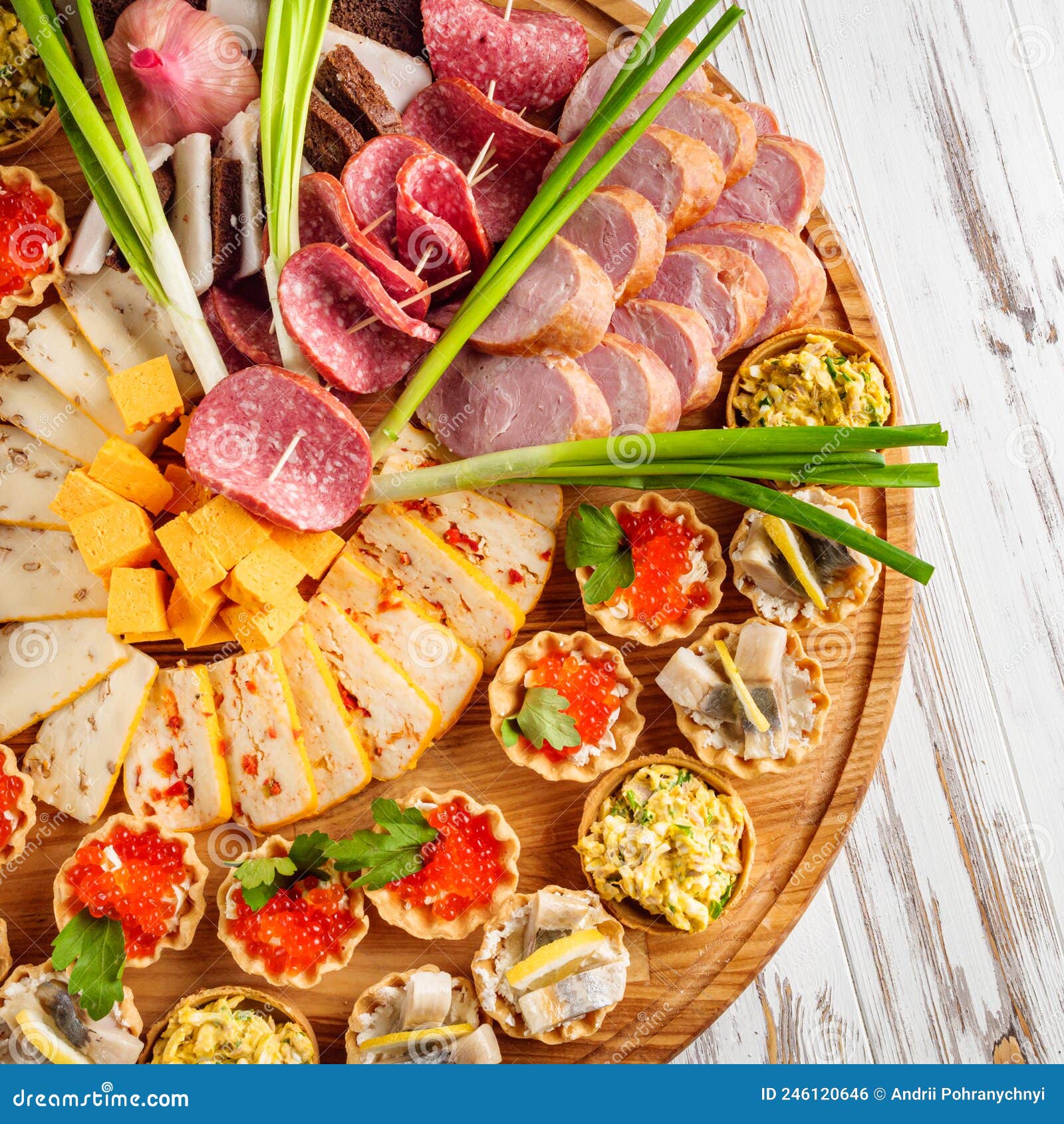 Set of Appetizers on a White Wooden Rustic Background Stock Photo ...