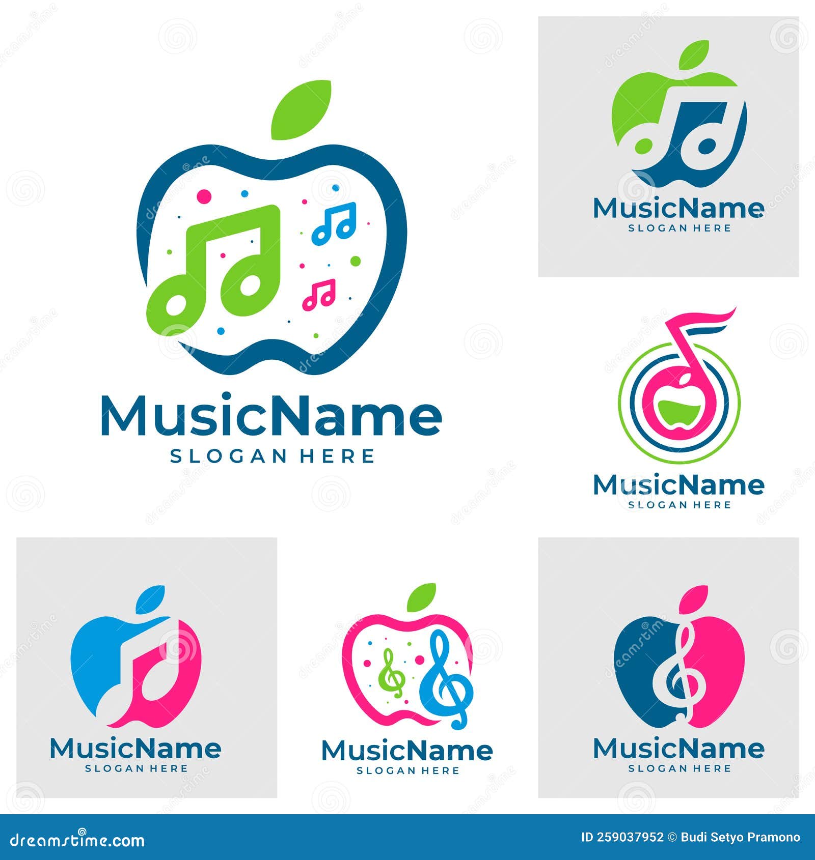 Set of Apple Music Logo Vector. Music Apple Logo Design Template Stock ...