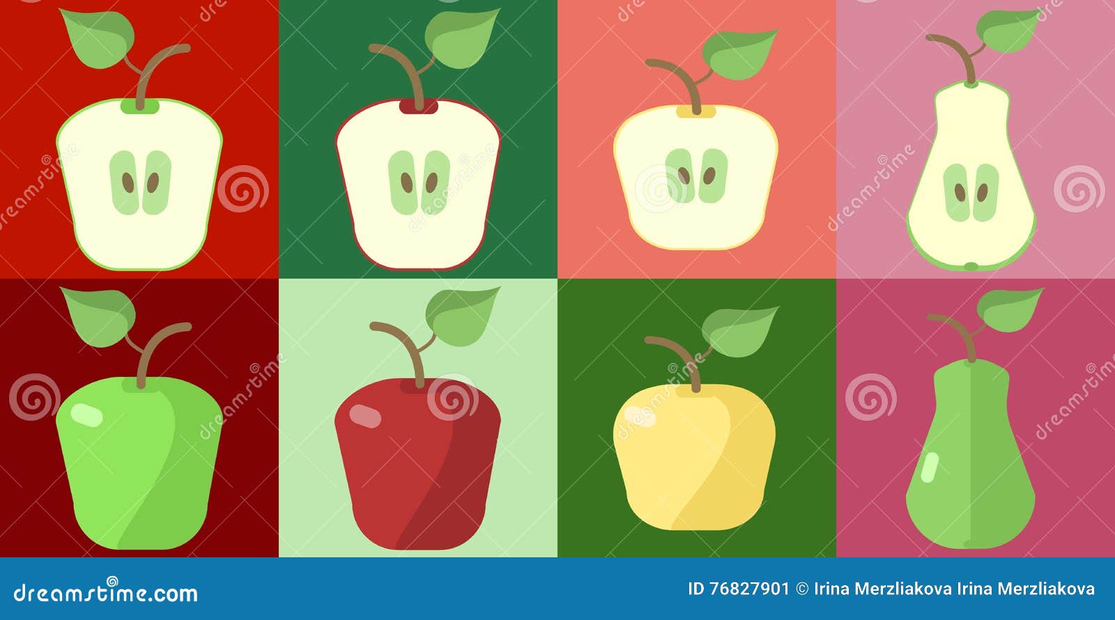 Varieties Of Apples Colors As Traffic Lights Cartoon Vector ...