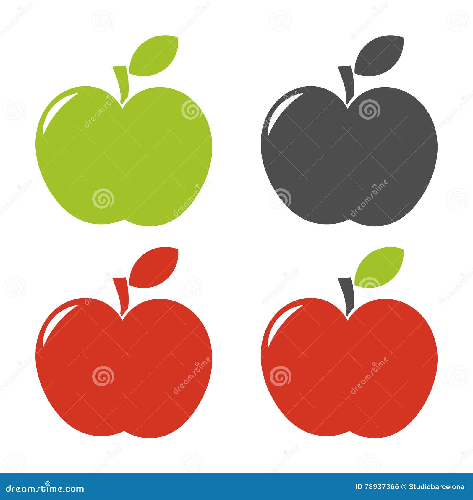 Set of apples stock vector. Illustration of simple, healthy - 78937366