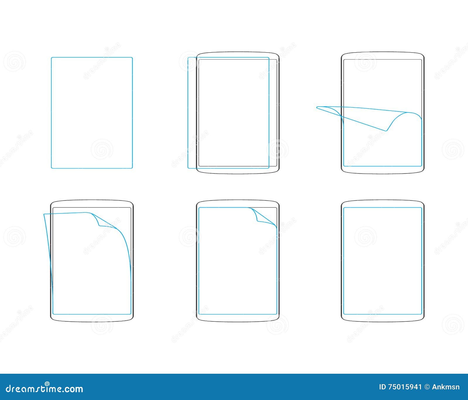 Set Apply Screen Protector Flat Icons Stock Vector - Illustration of ...