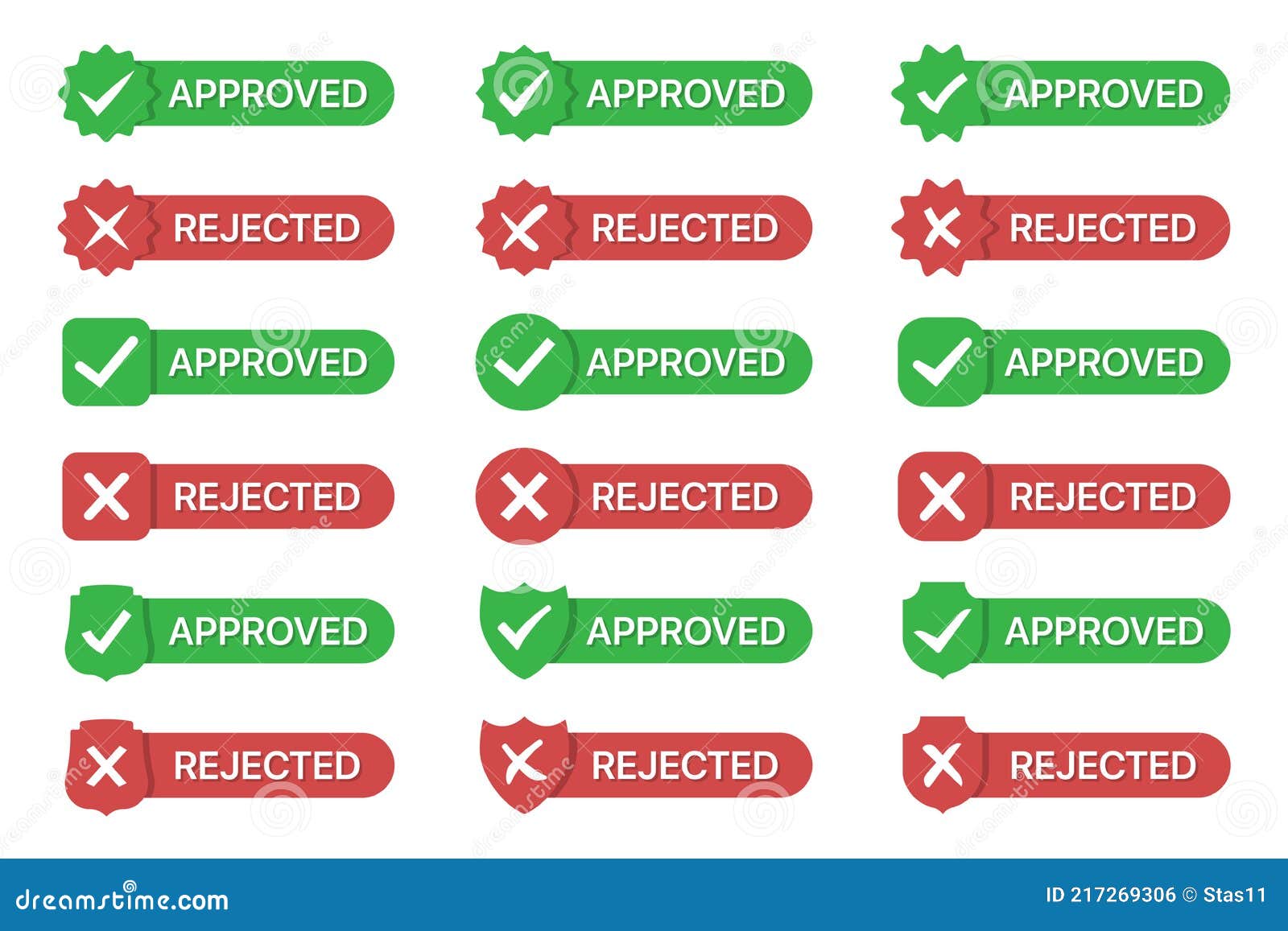 Conjunto Aprobado Y Rechazado Del Icono Ilustraciones Stock, Vectores ...