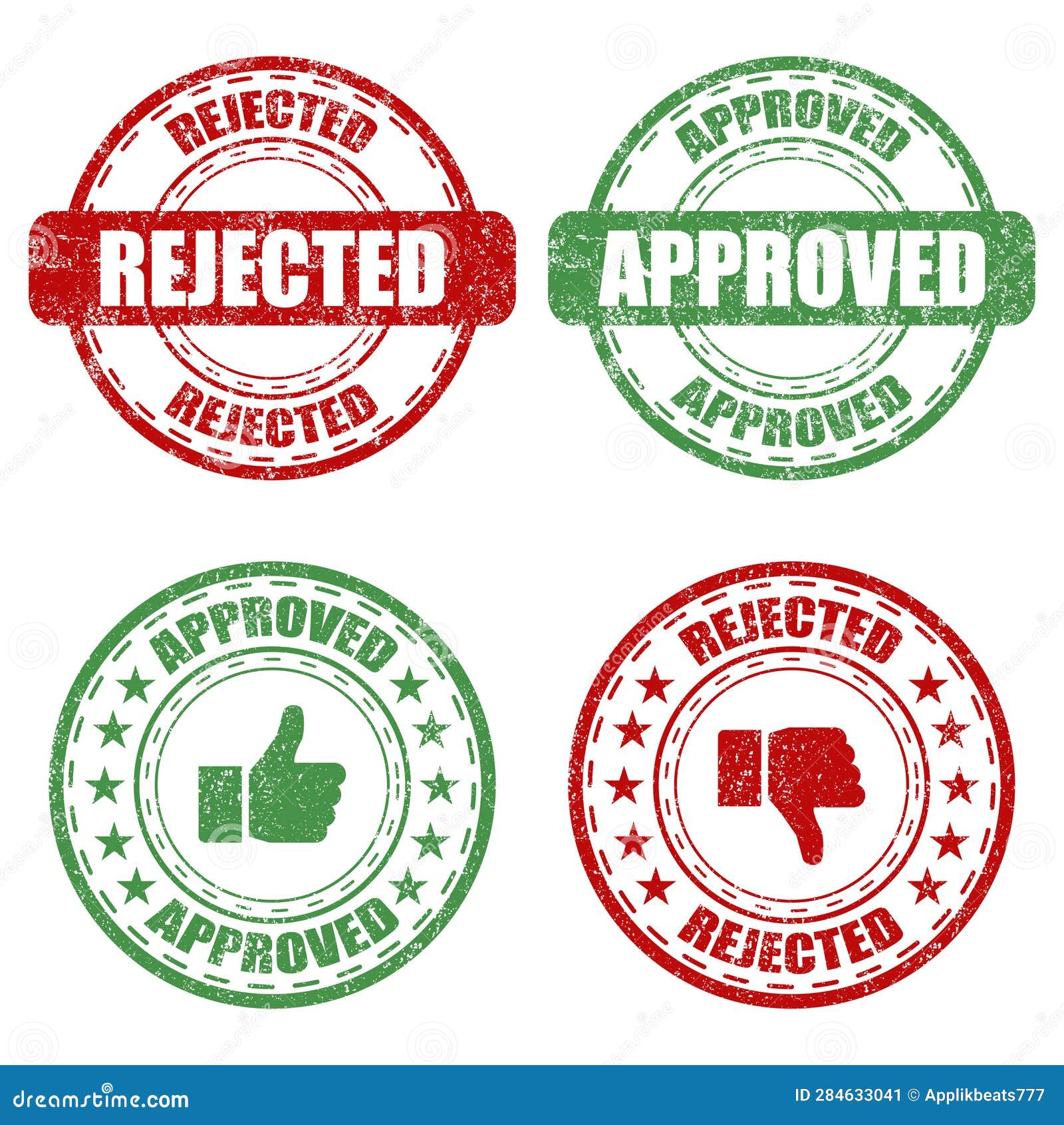 Set of Approved and Rejected Rubber Stamp on a White Background Stock ...