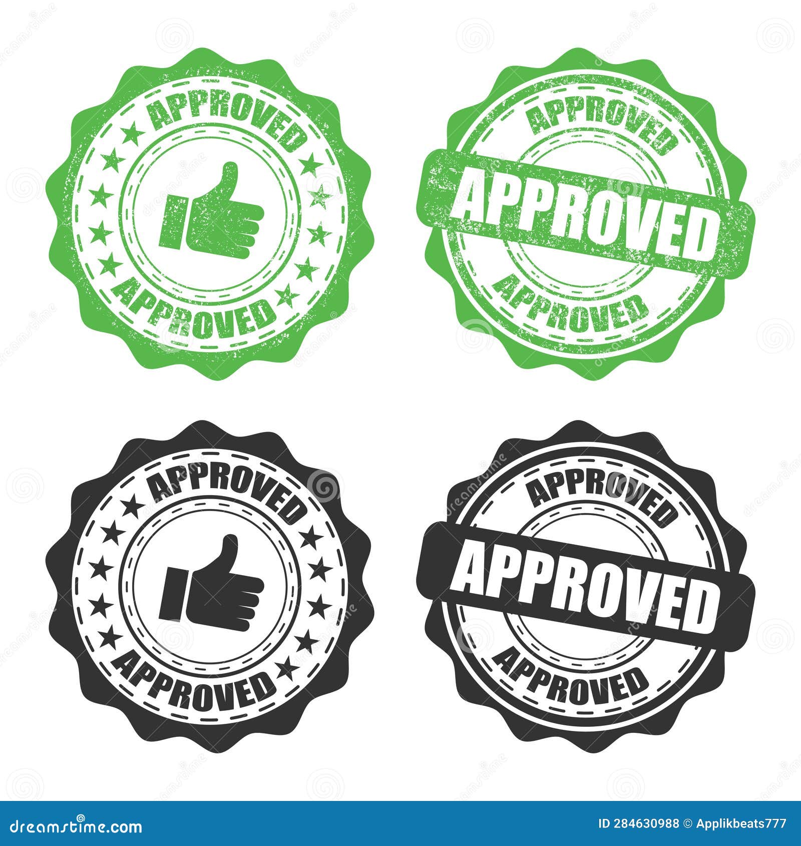Set of Approved Rubber Stamp on a Transparent Background Stock Vector ...
