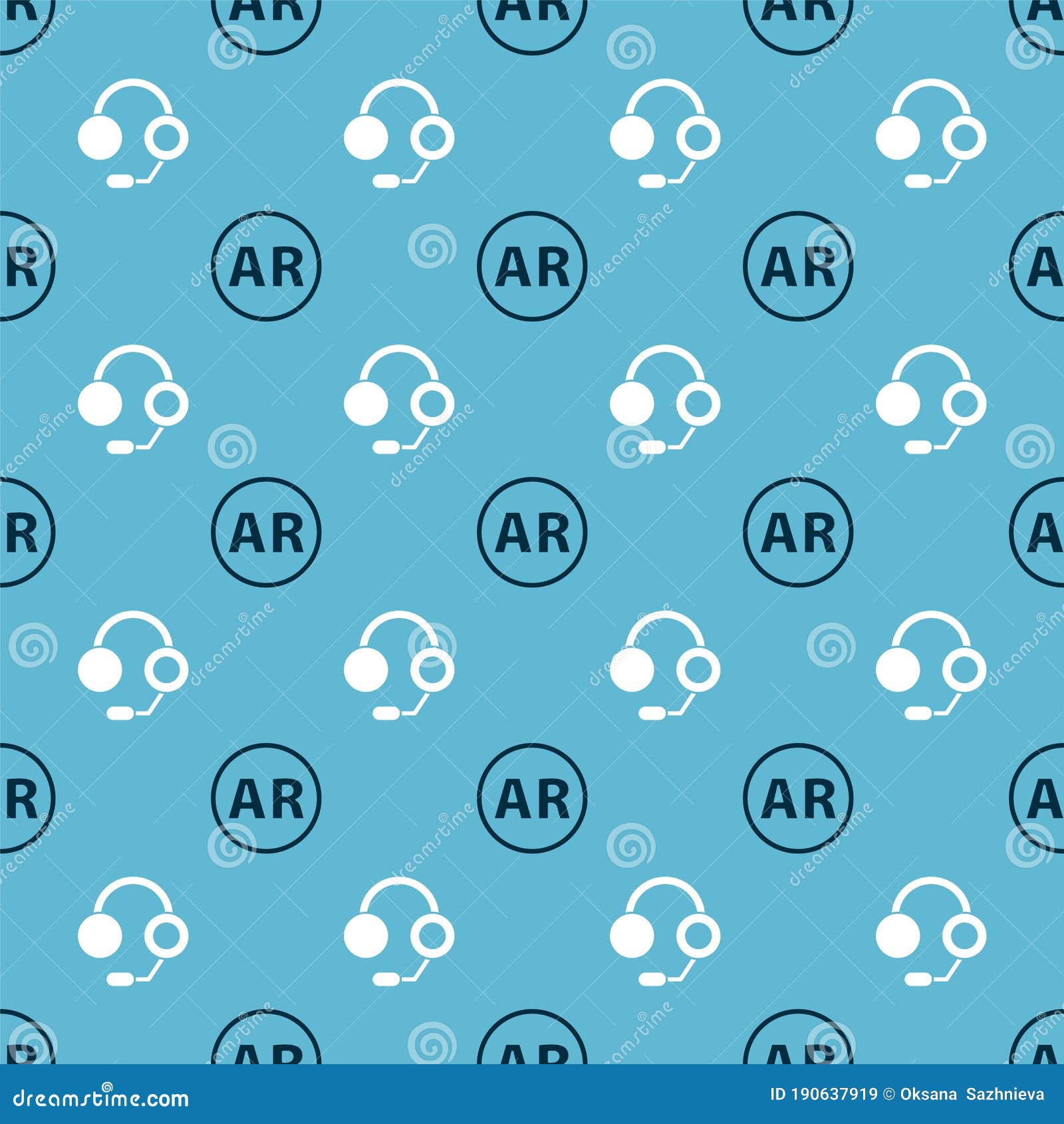 Set Ar, Augmented Reality and Headphones on Seamless Pattern. Vector ...