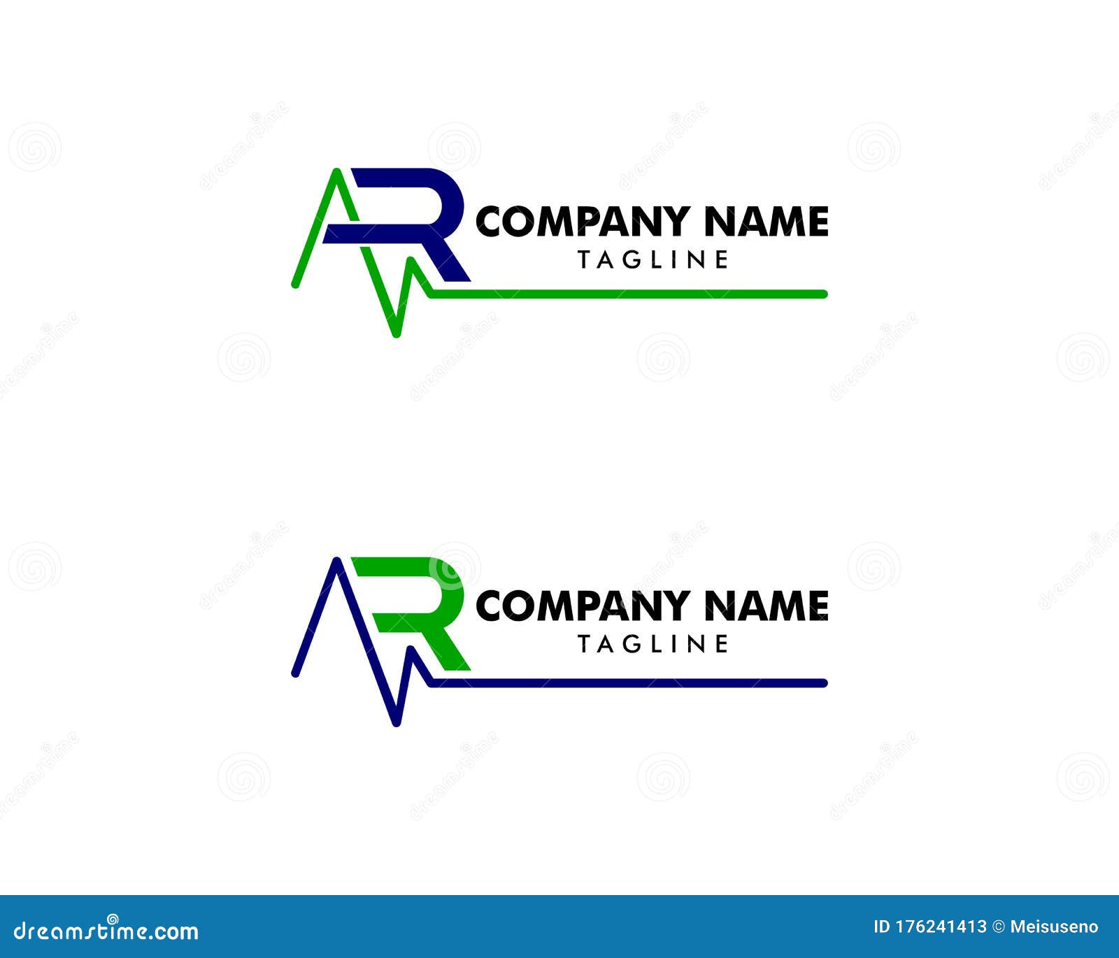 Set of AR Health Pulse Letter Logo Template Design Vector Stock Vector ...