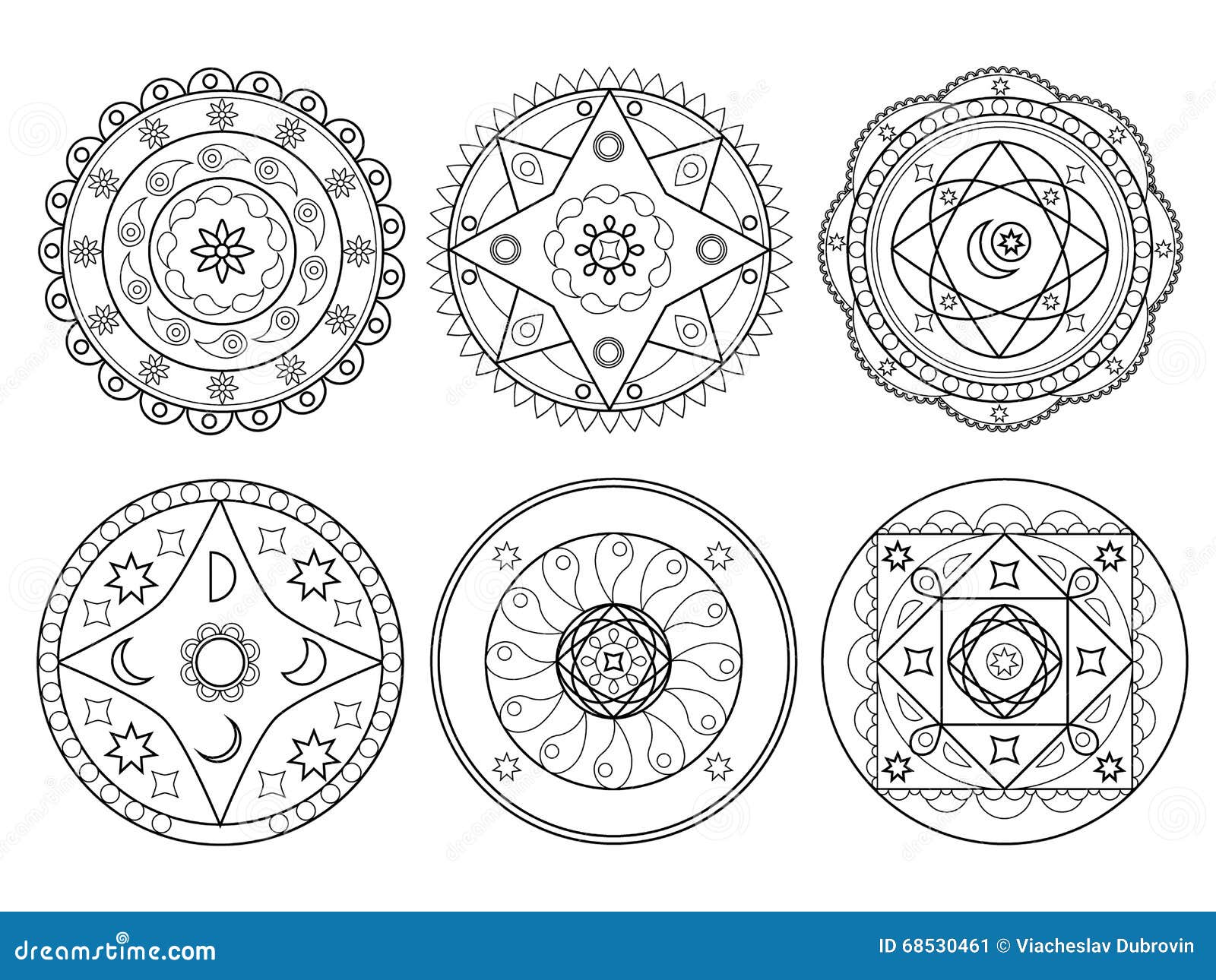 Set of Arabic Mandala on White Background Stock Illustration ...