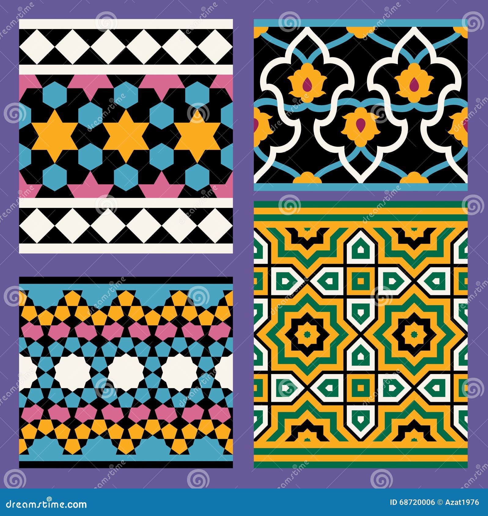 Set of Arabic Seamless Patterns Stock Vector - Illustration of islam ...