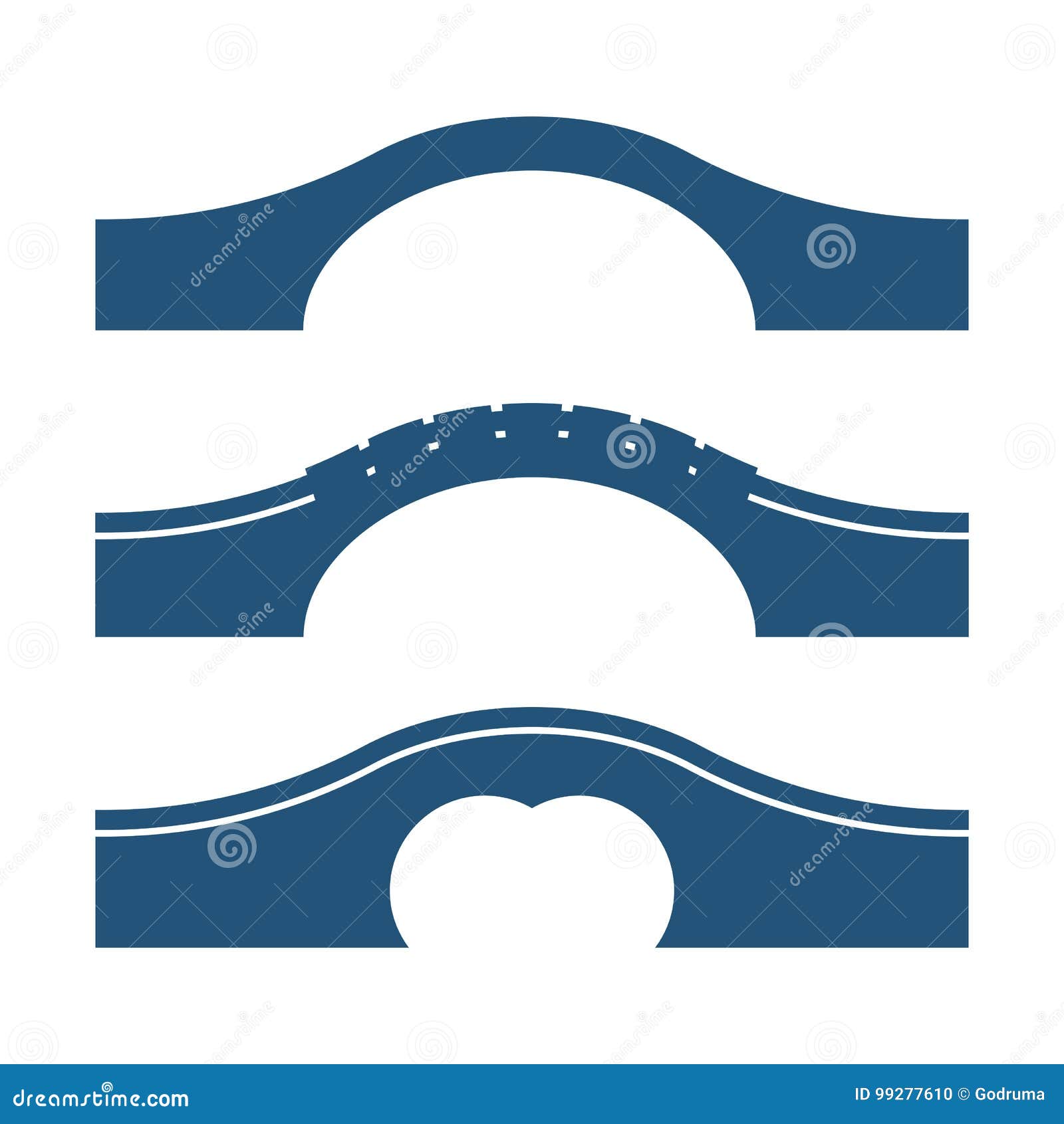 Set of Arc Bridges Vector Illustrations Isolated on White Background ...