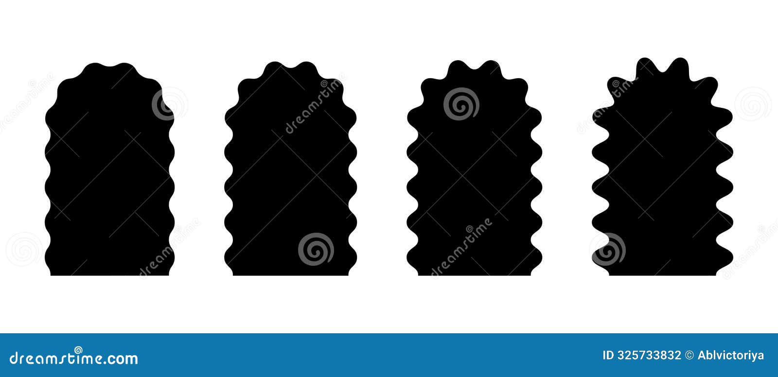 Set of Arch Shapes with Wavy Borders. Wiggly Archway Forms Stock ...