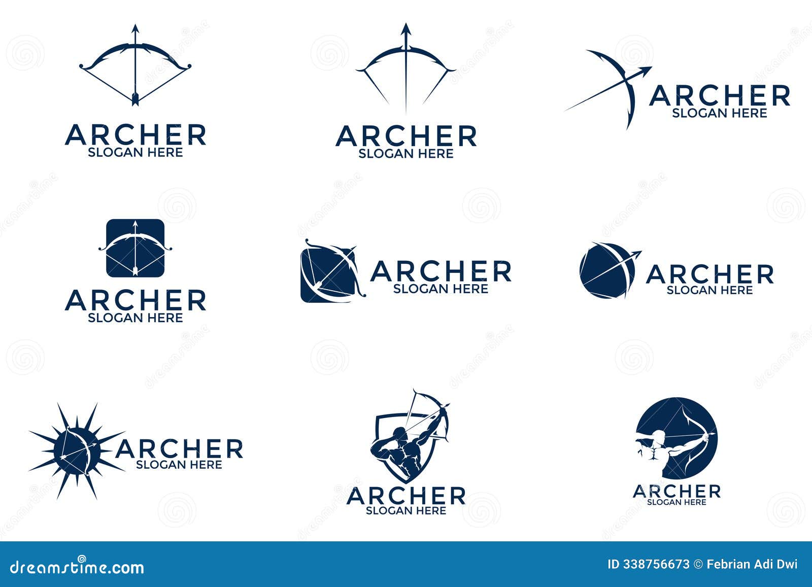 Set of Archer Logo Design Template Vector, Archer Logo Collection Stock ...