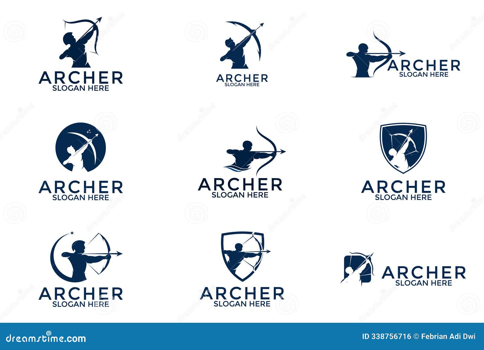 Set of Archer Logo Design Template Vector, Archer Logo Collection Stock ...