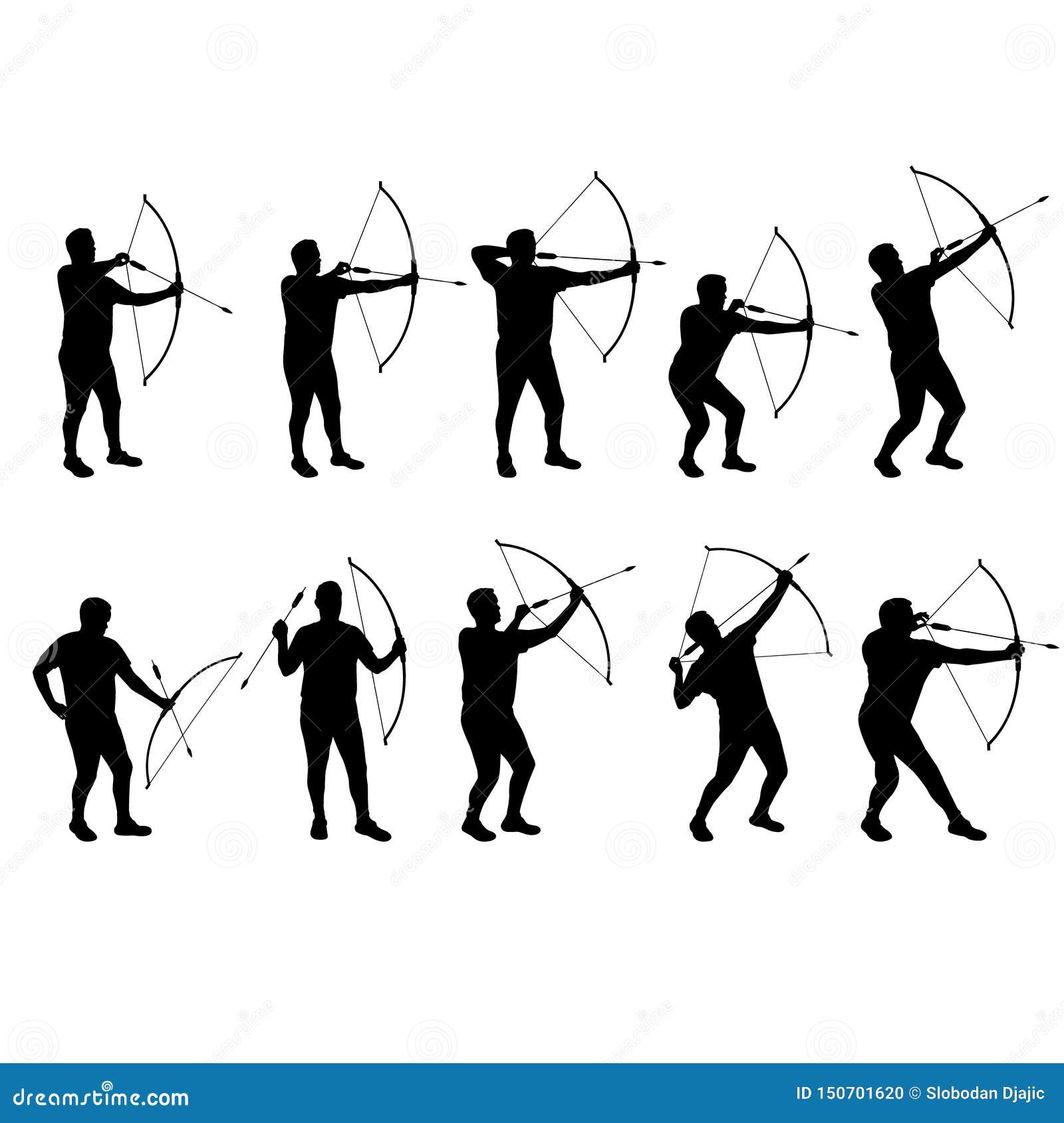Set of Archer Vector Silhouettes Stock Vector - Illustration of game ...