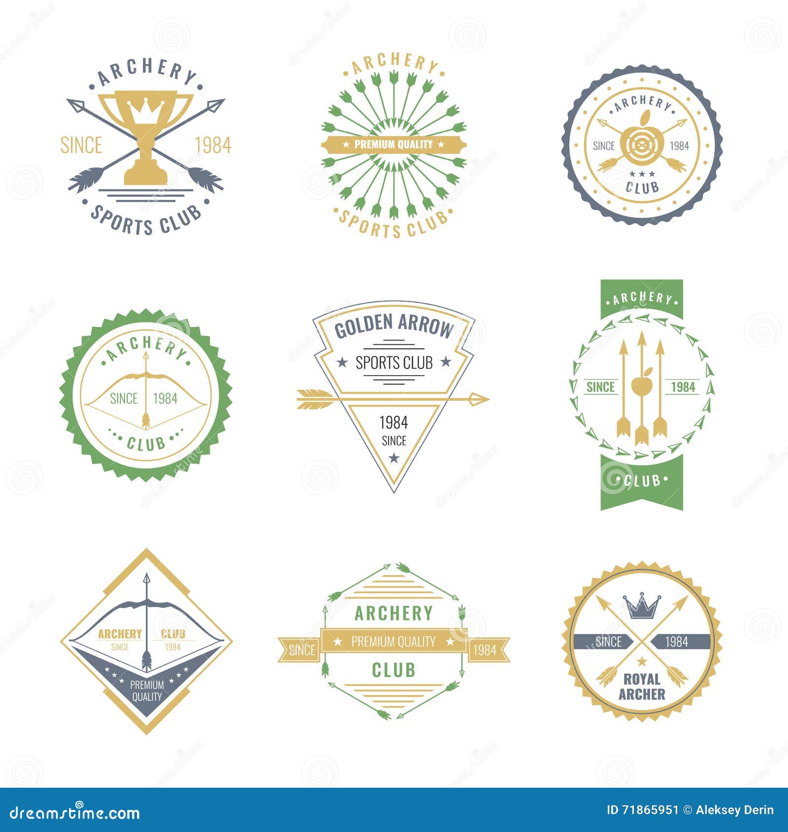 Set for the archery club stock vector. Illustration of logo - 71865951