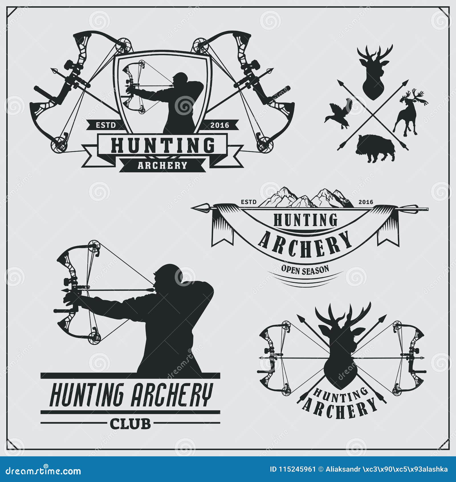 Set of Archery Sports Emblems, Labels and Design Elements. Stock Vector ...