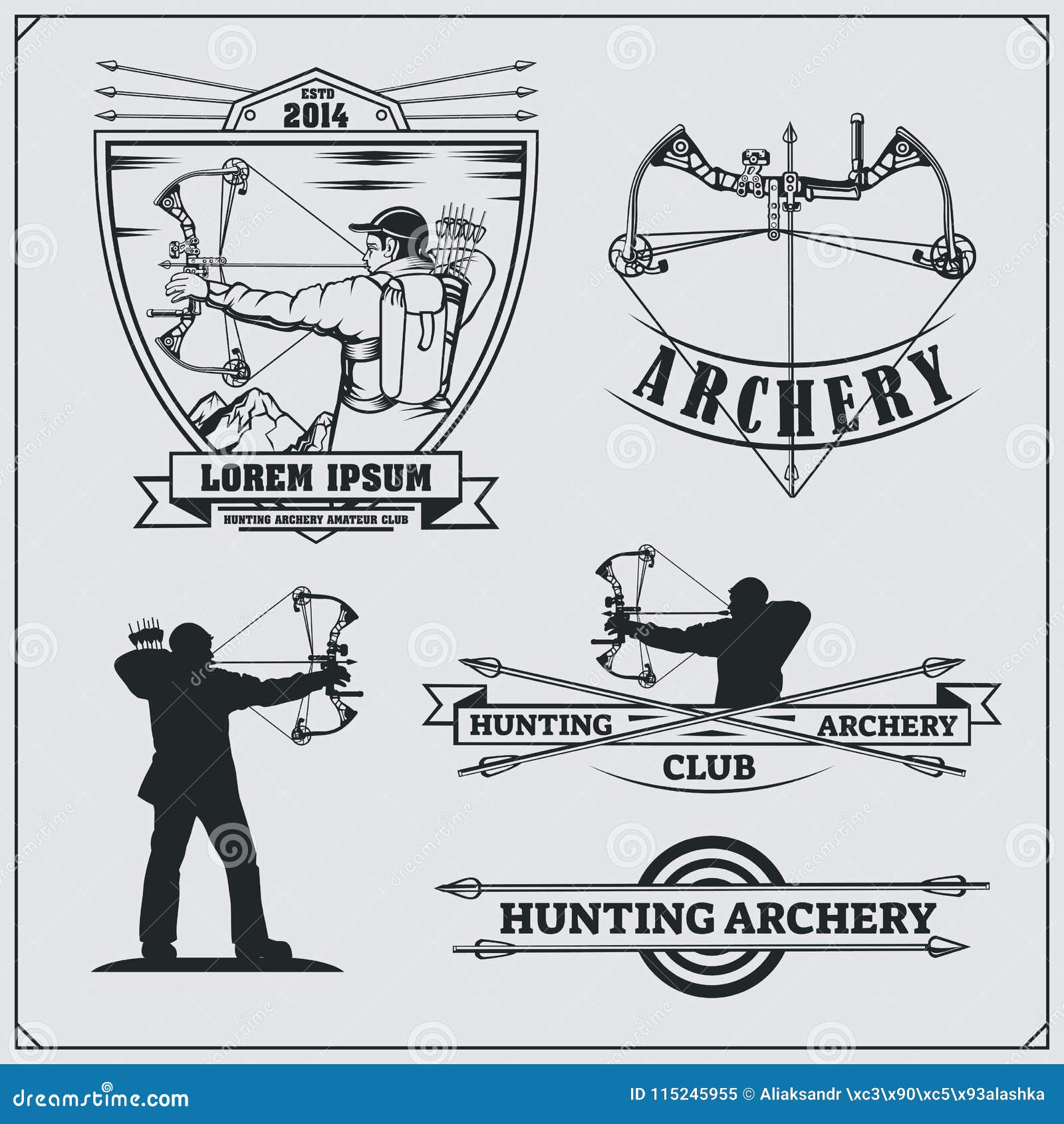 Set of Archery Sports Emblems, Labels and Design Elements. Stock Vector ...