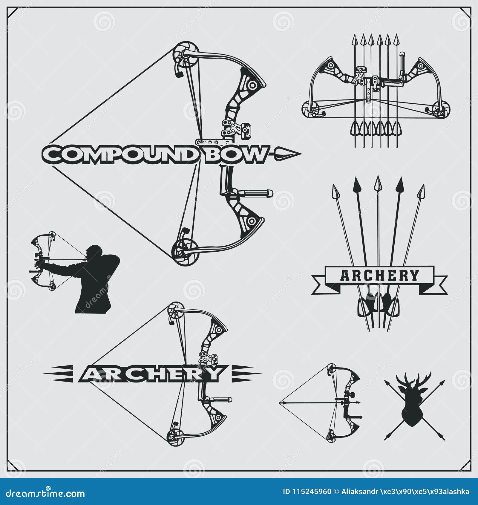 Set of Archery Sports Emblems, Labels and Design Elements. Stock Vector ...