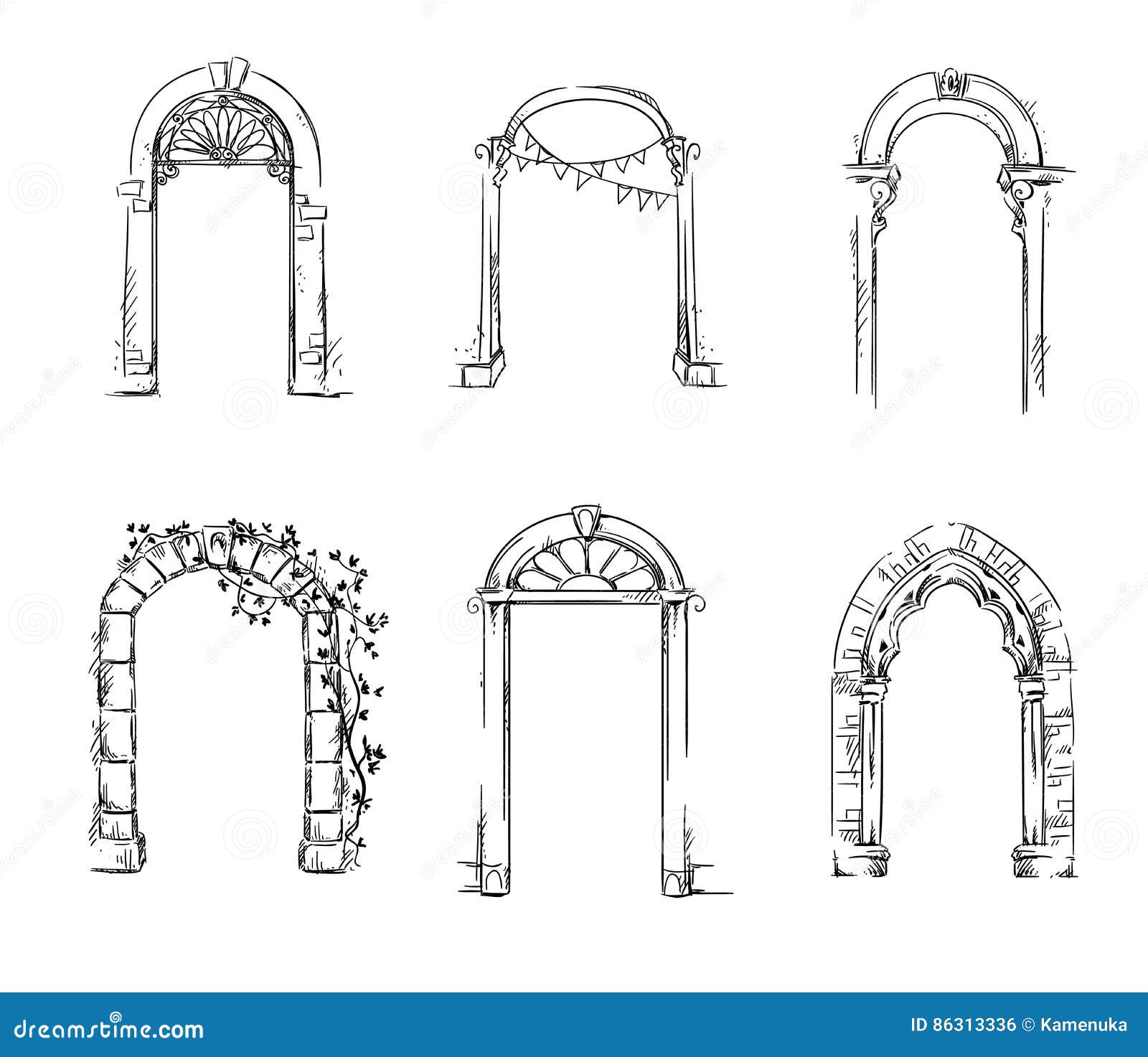 Set of Arches. Architectural Detail Stock Illustration - Illustration ...