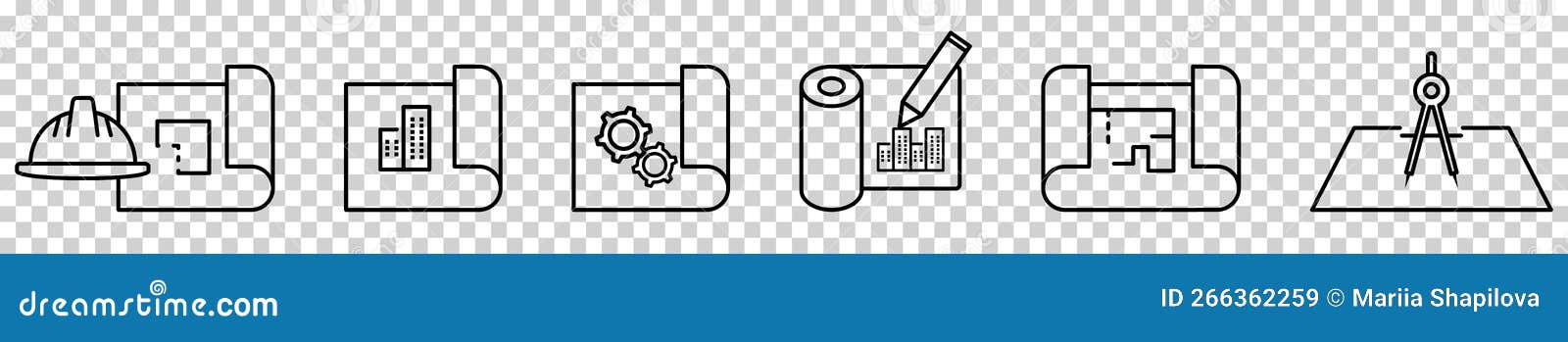 Set of Architectural Drawing Icons Stock Vector - Illustration of ...