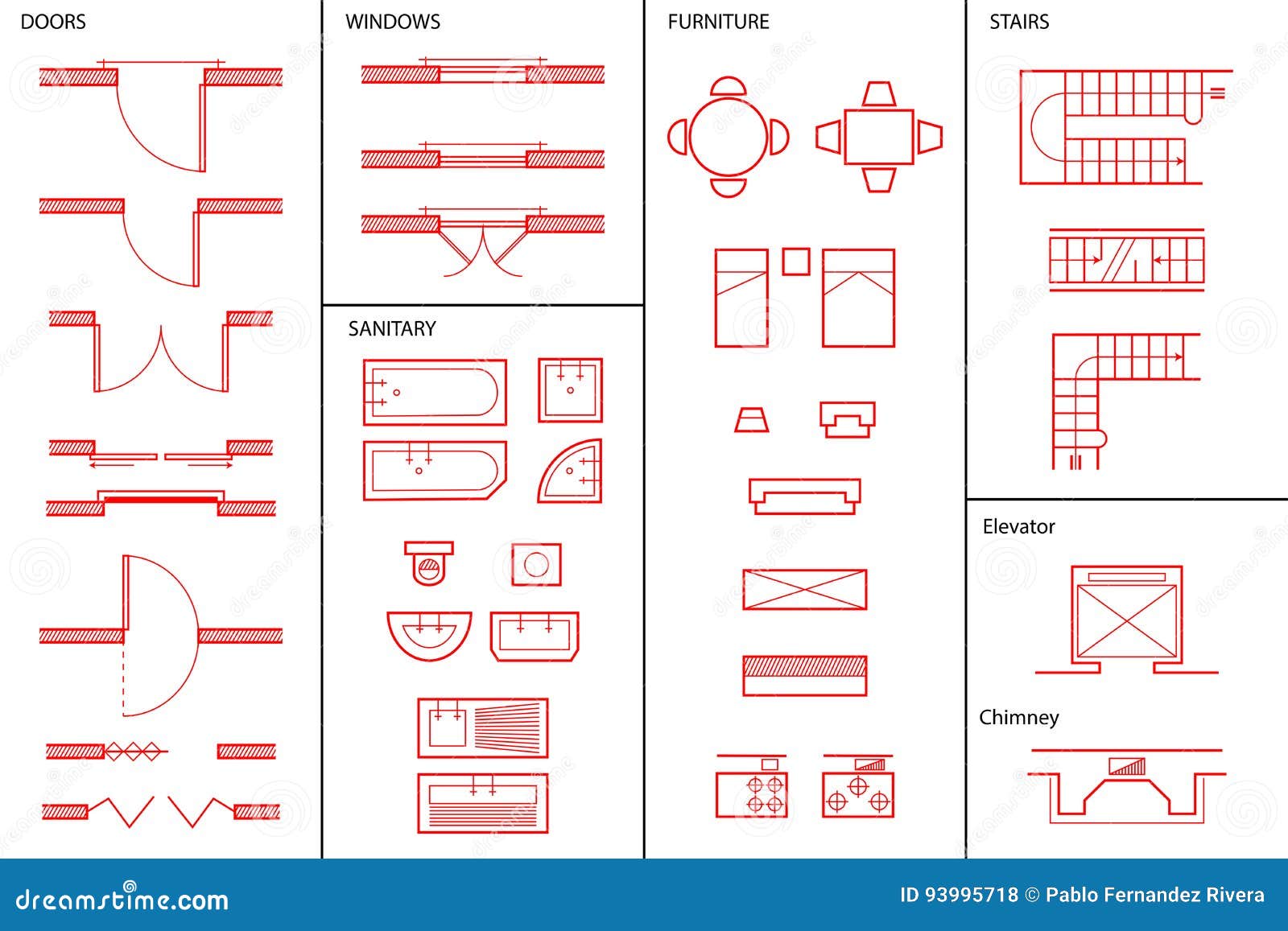 Set of Architectural Symbols Stock Vector - Illustration of ...