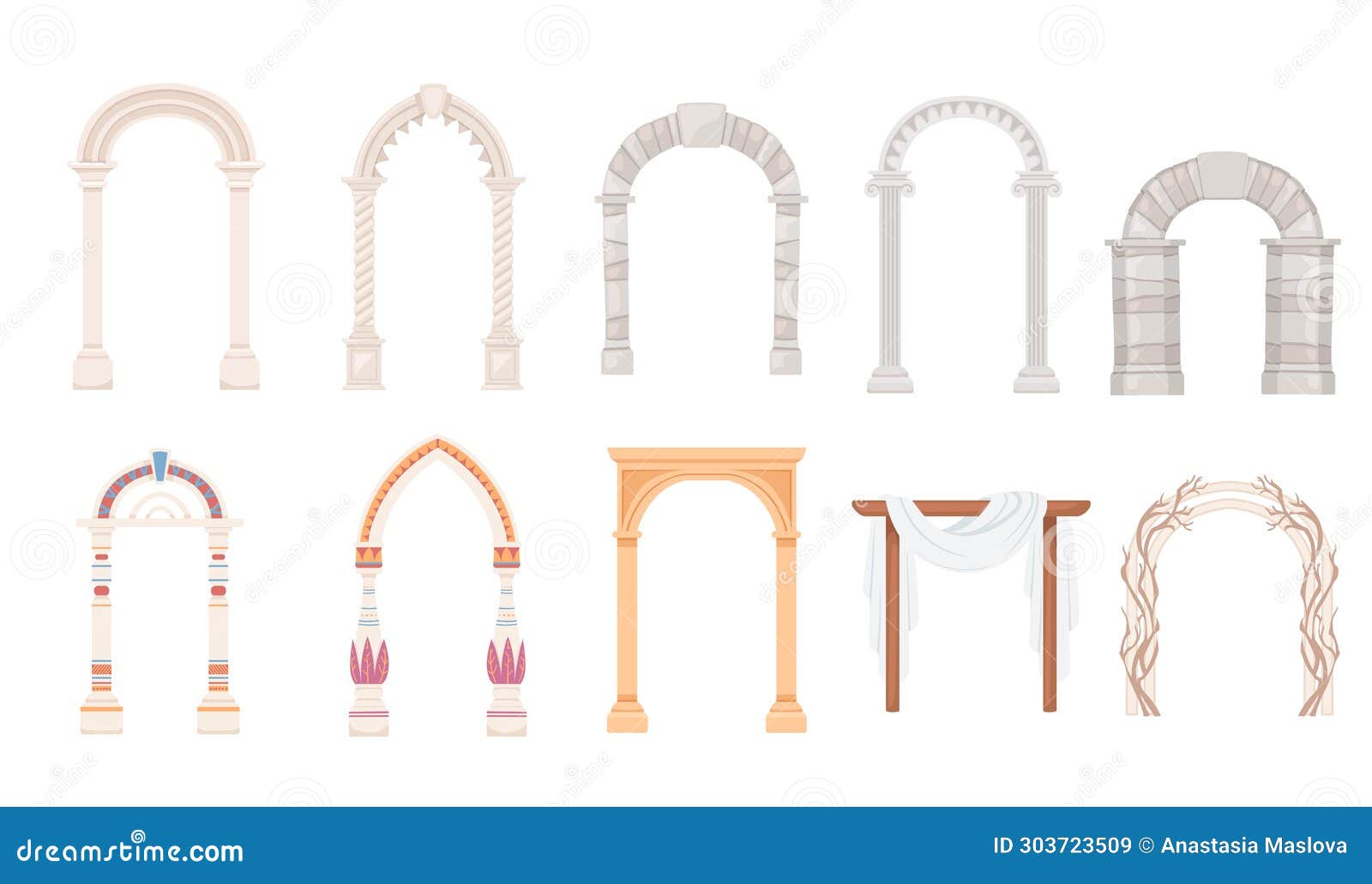 Arch And Pillars On White Background. 3d Render Image Royalty-Free ...