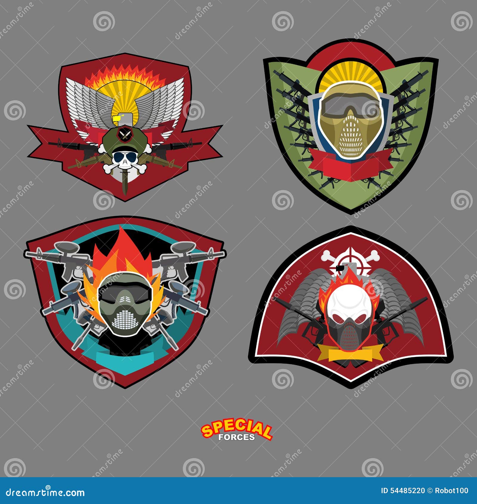 Army Logo Skull. Soldiers Badge. Military Emblem. Wings And Weapons ...