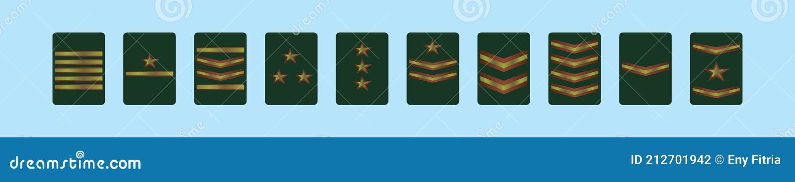 Set of Army Range Cartoon Icon Design Template with Various Models ...