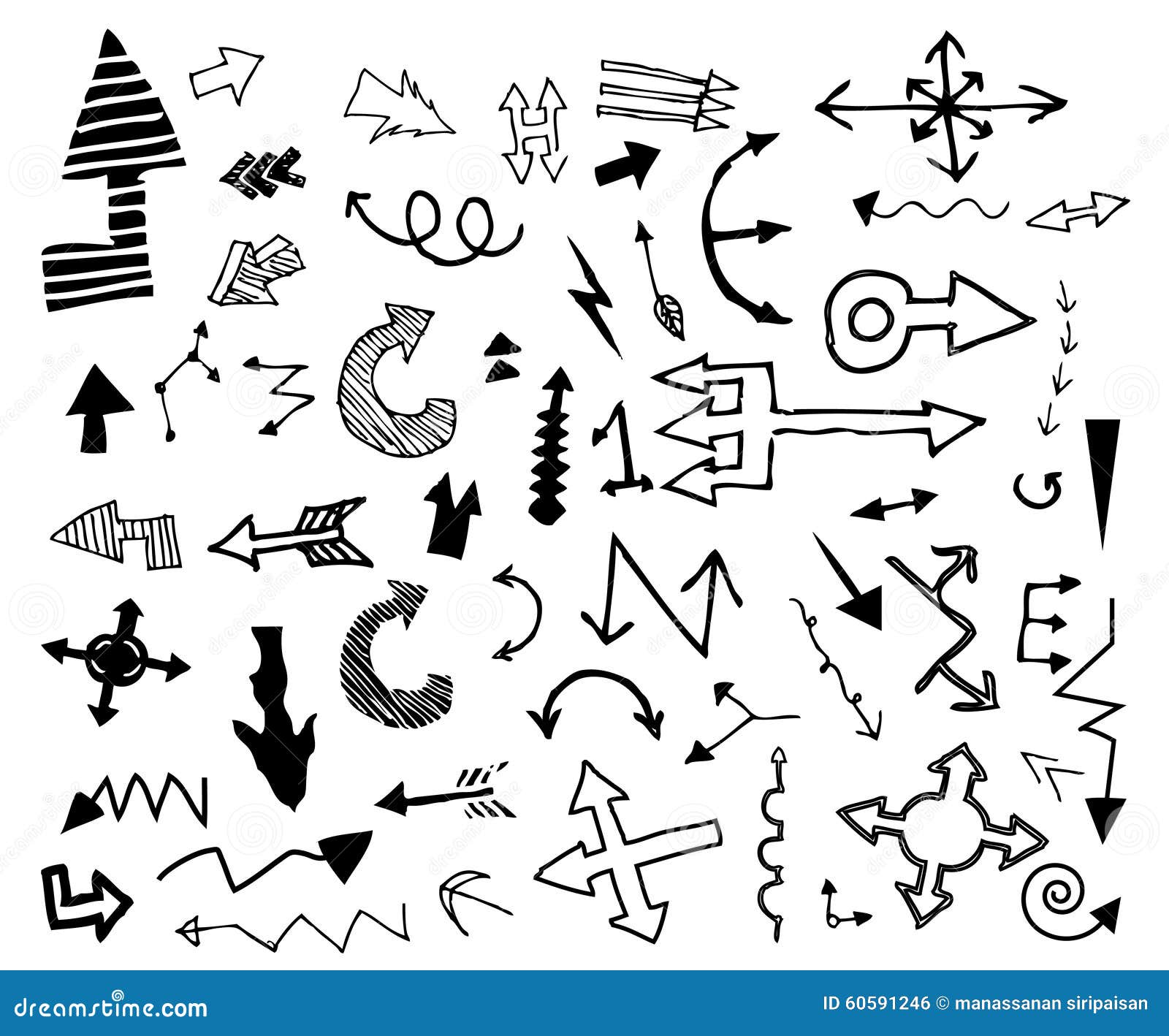 Set of arrow doodle stock vector. Illustration of elements - 60591246