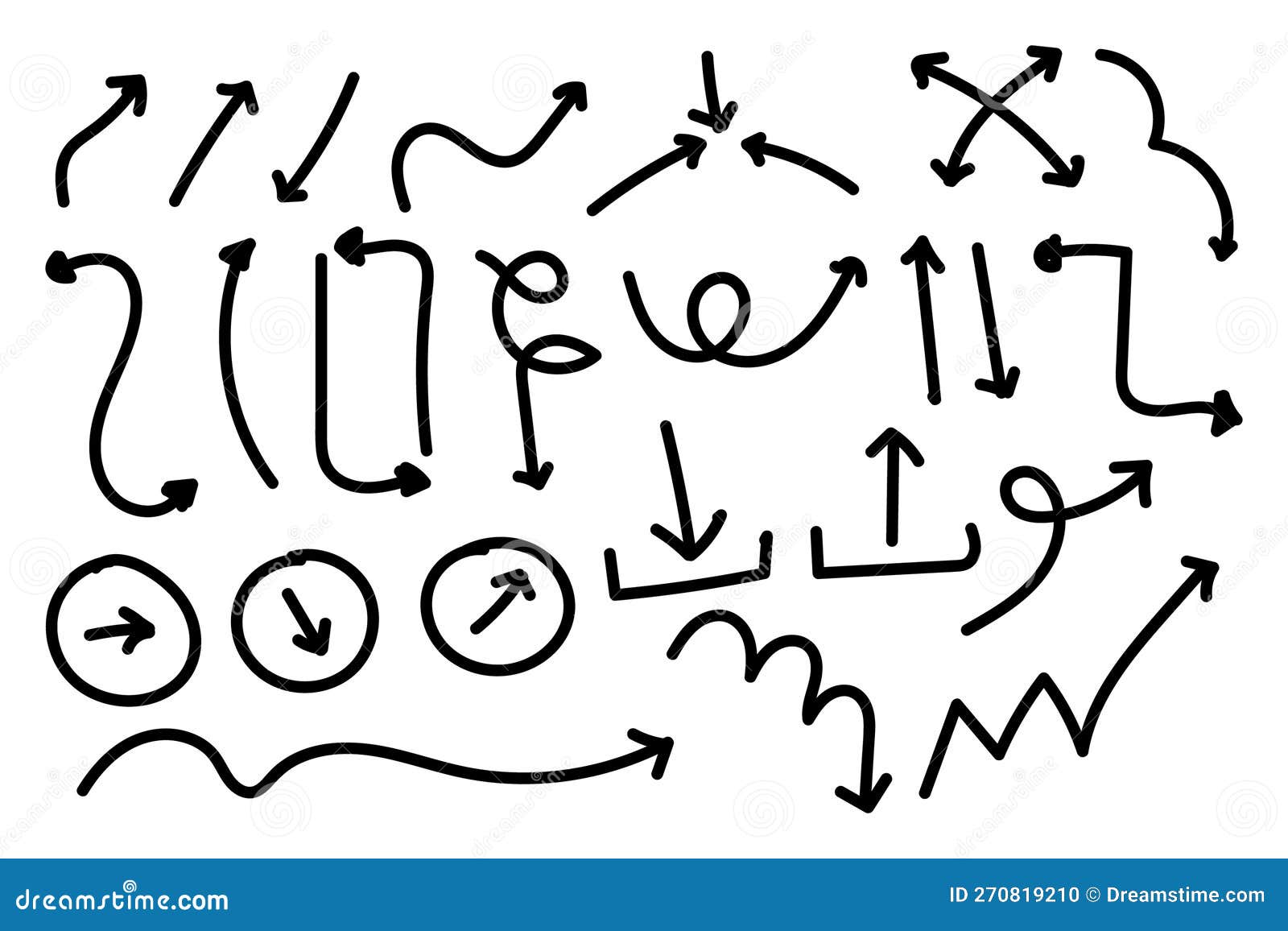 Set of Arrow Doodle on White Background Stock Vector - Illustration of ...