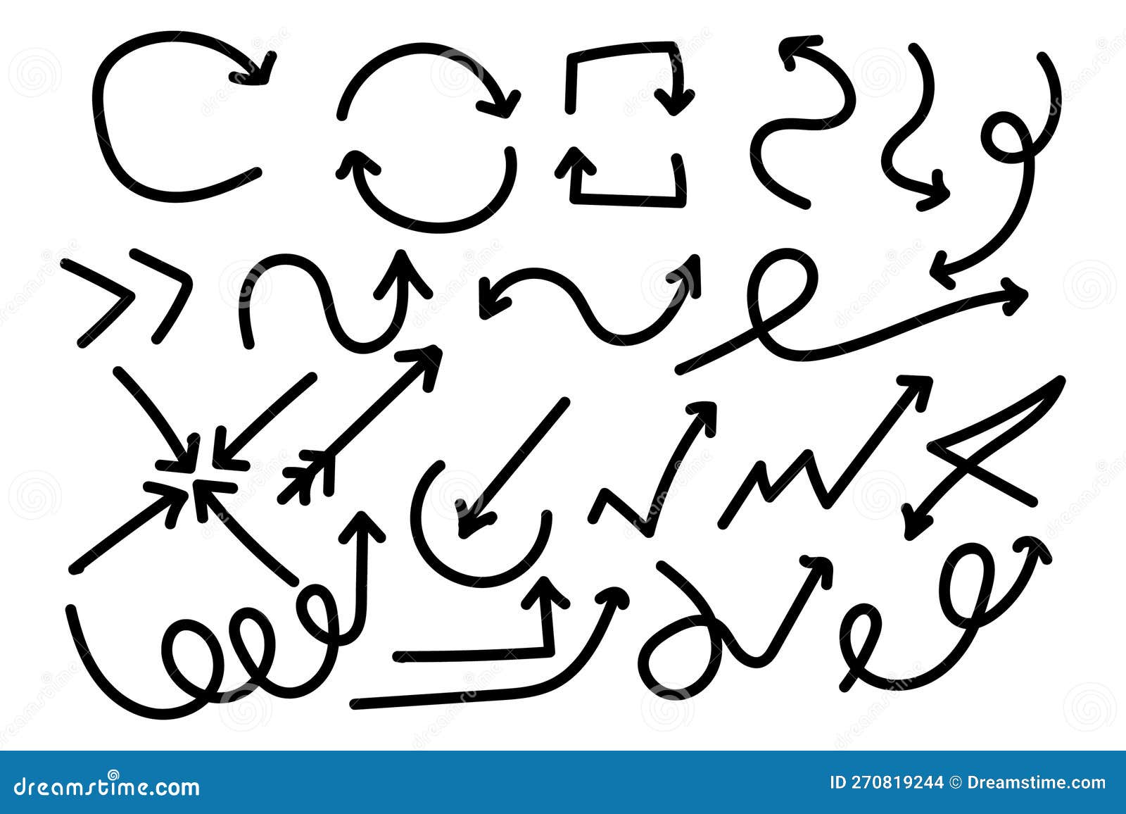 Set of Arrow Doodle on White Background Stock Vector - Illustration of ...