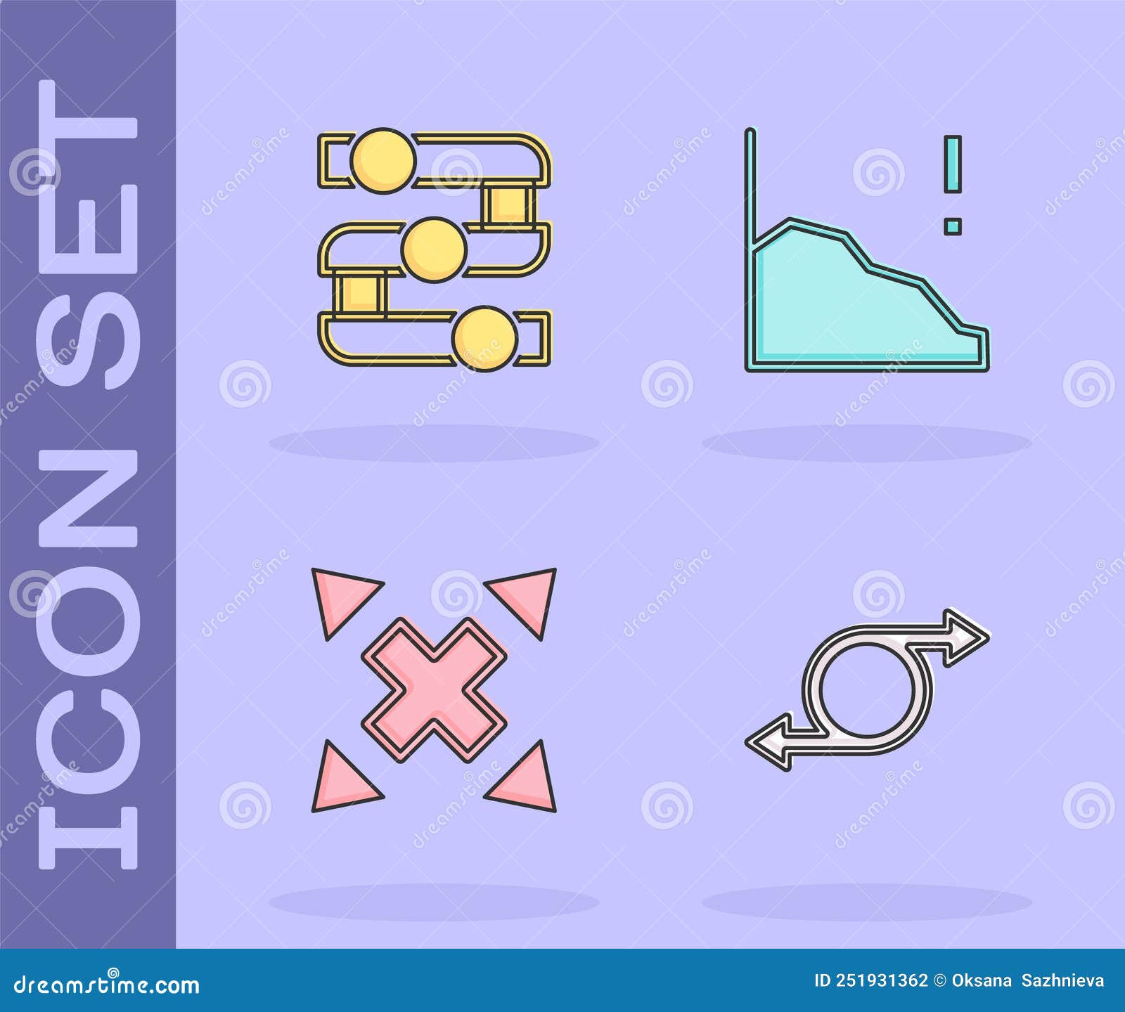 Set Arrow, Graph, Chart, Diagram, Many Ways Directional Arrow and Financial Growth Decrease Icon ...
