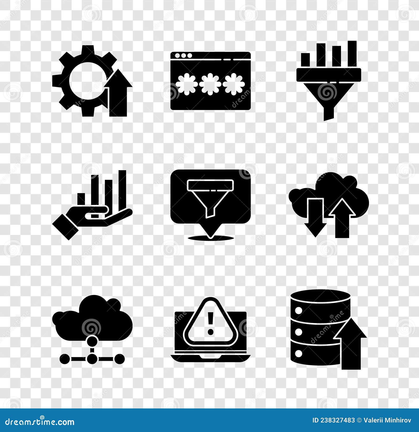 Set Arrow Growth Gear, Password Protection, Sales Funnel with Chart ...