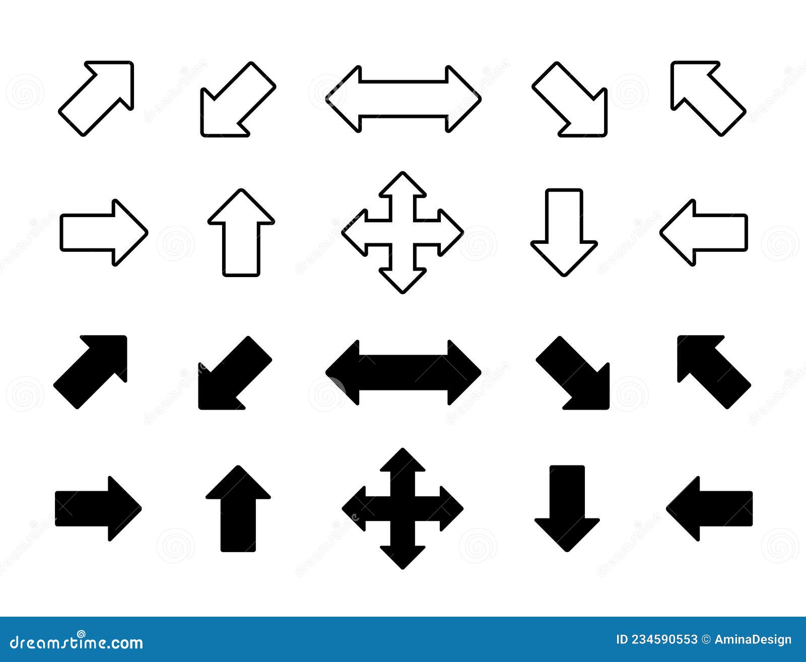 Set Arrow Icon. Collection Different Arrows Sign of the Right, Left, Up ...