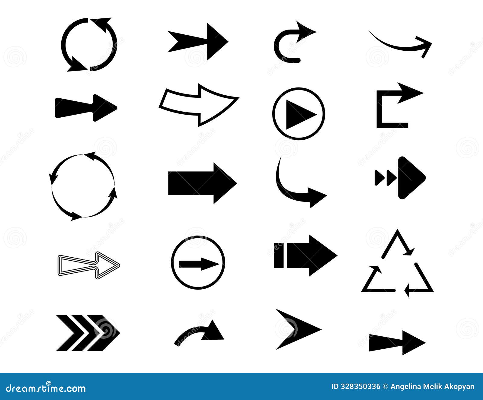 Set Arrow Icons, Collection Different Types of Arrows Sign. Black ...