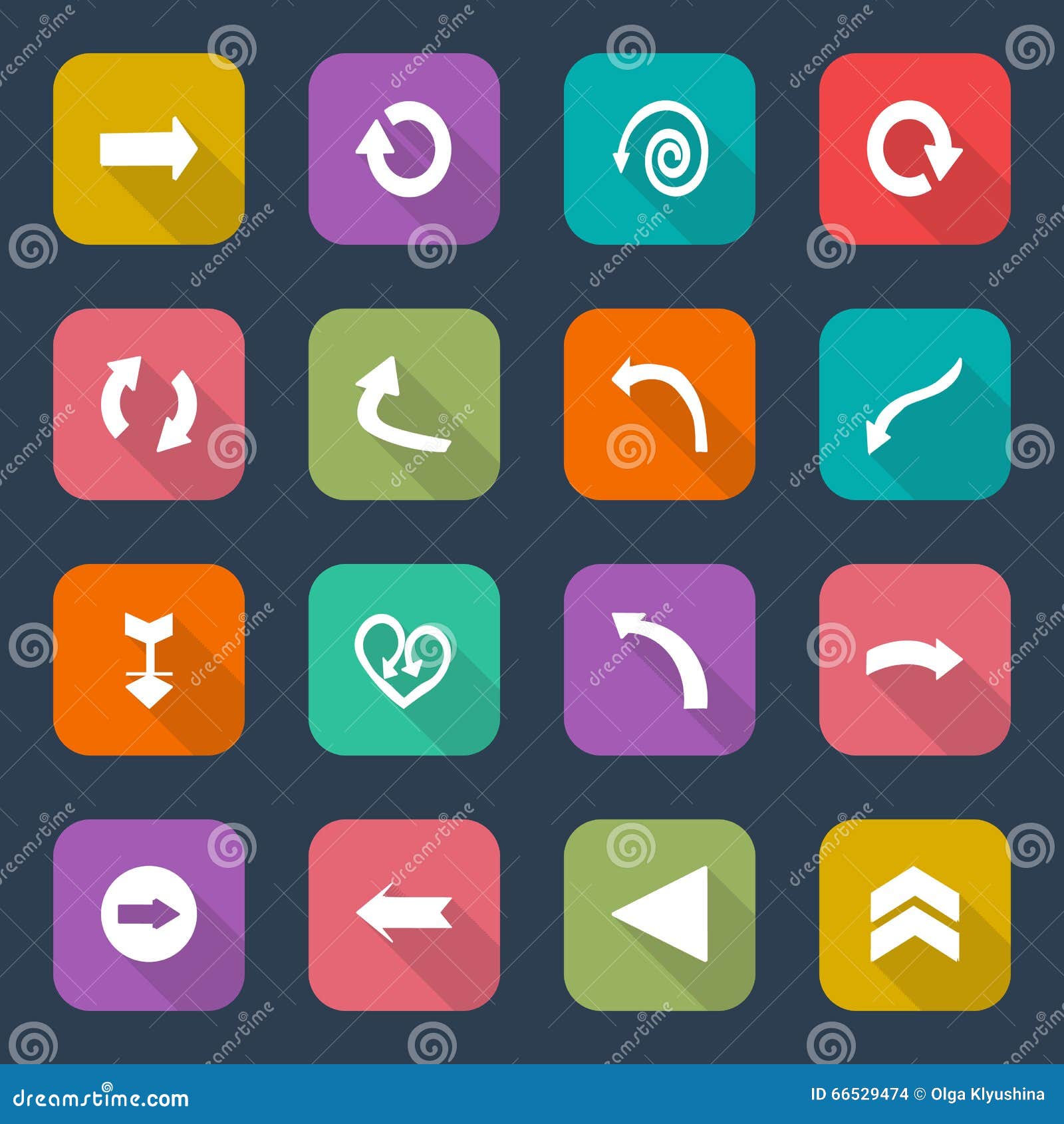 Set Arrow Icons, Flat UI Design Trend, Vector Illustration of Web ...