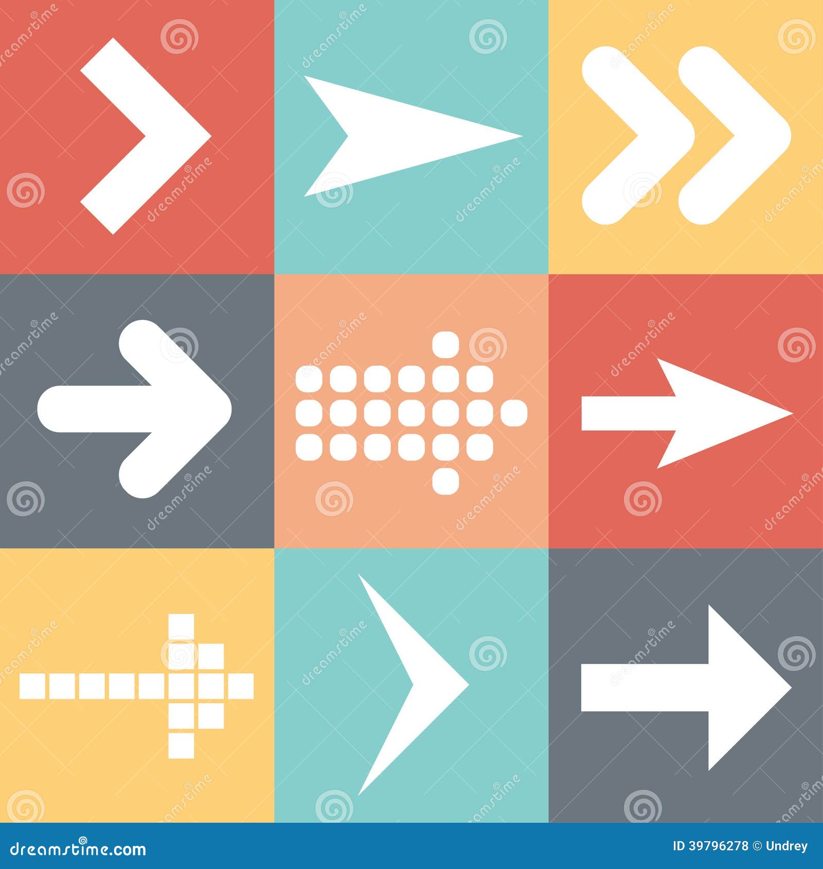 Set Arrow Icons, Flat UI Web Design Elements Trend, Vector Illustration ...