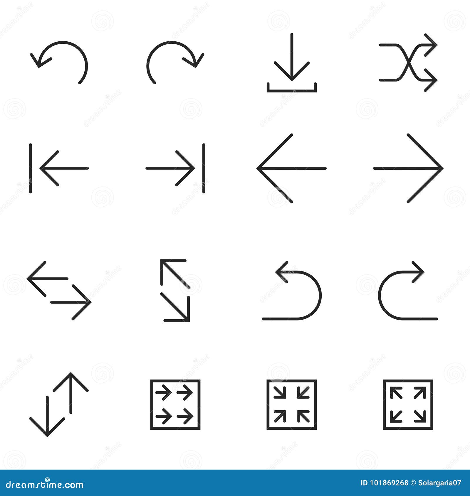 Set of Arrow Icons-Vector Iconic Simple Line Stock Vector ...