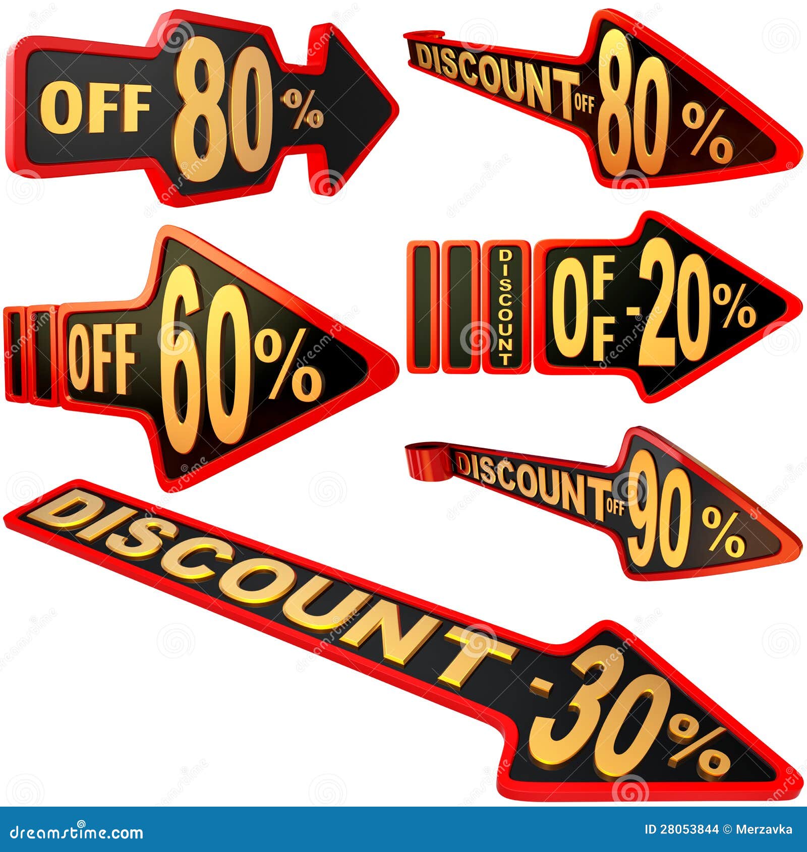 Set of Arrow Labels for Sales with Discounts Stock Illustration ...
