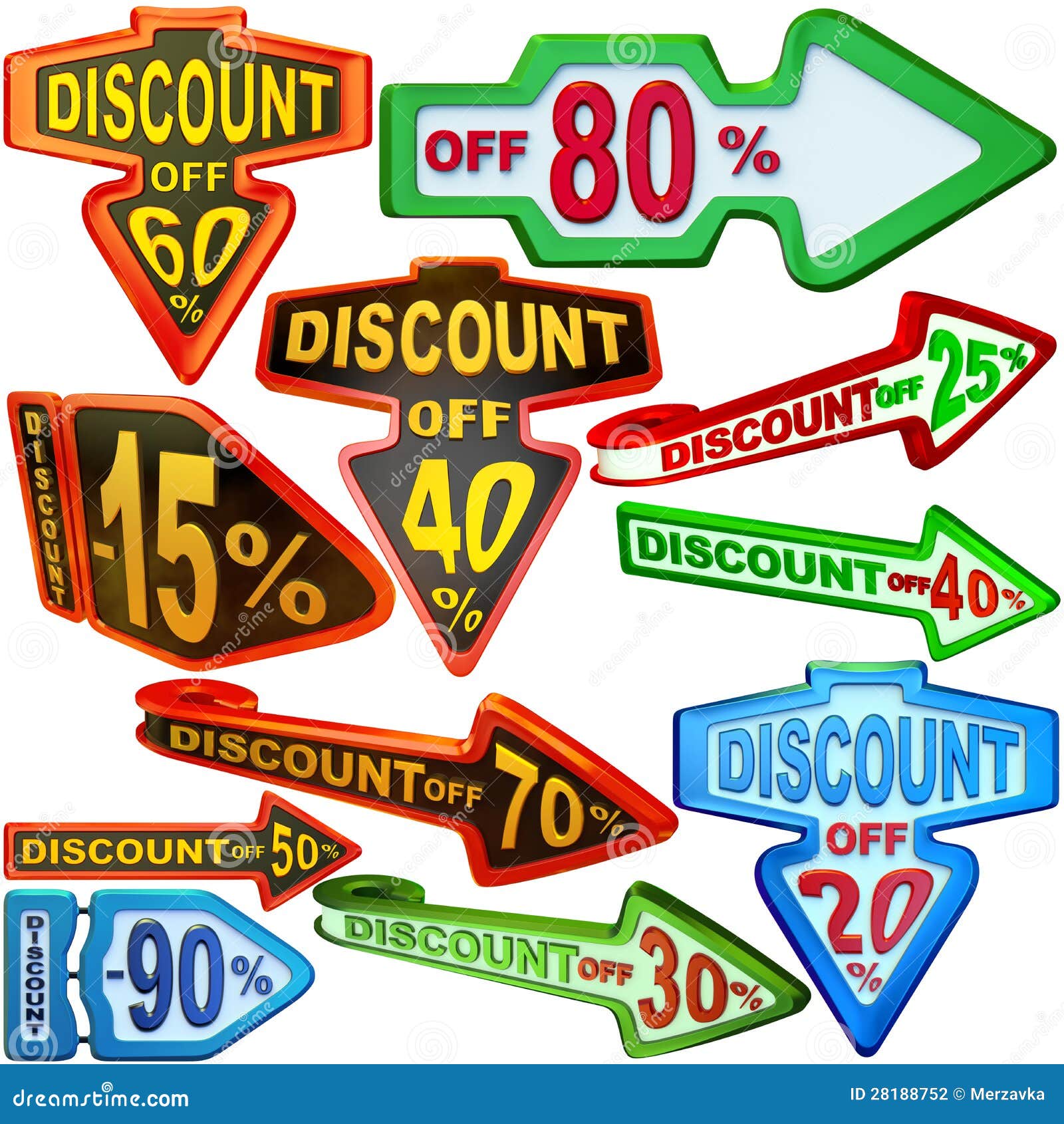 Set of Arrow Labels for Sales with Discounts Stock Illustration ...