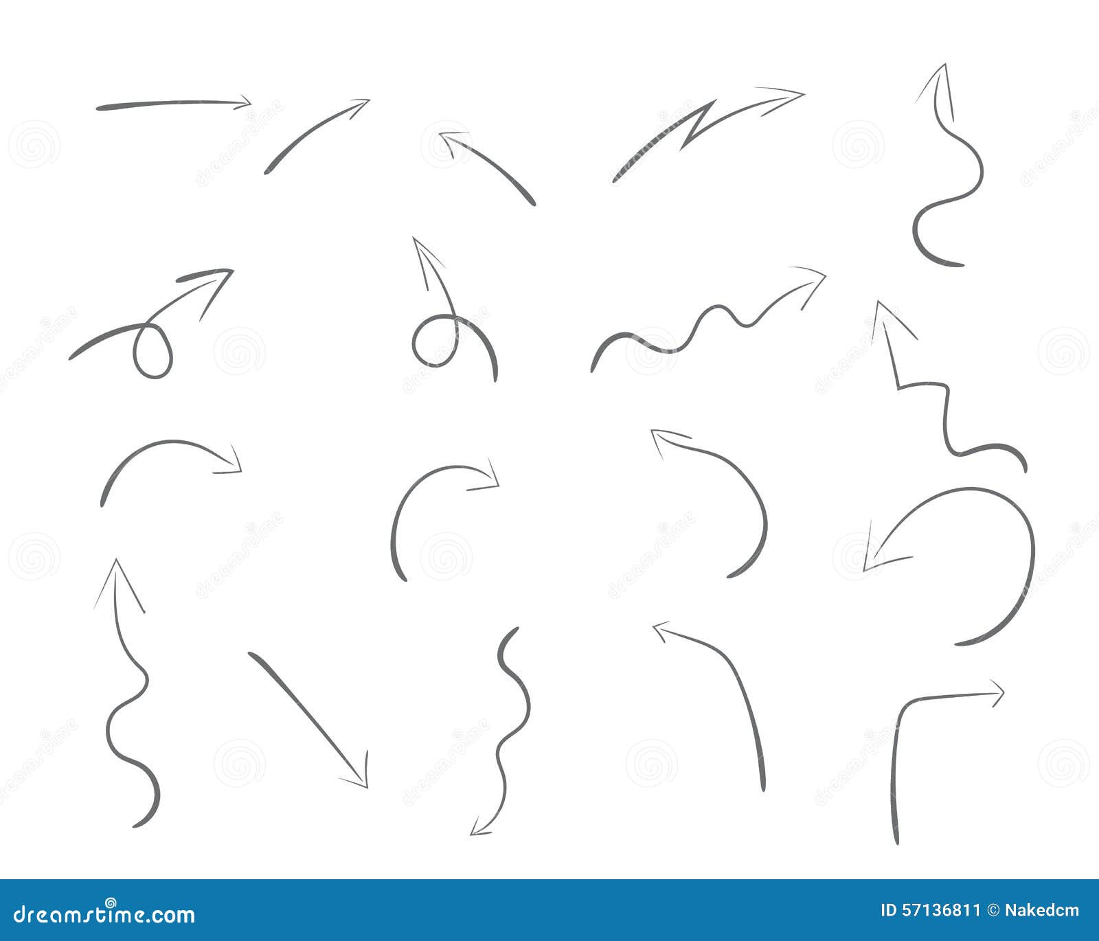 Set Arrow Line Sketch stock vector. Illustration of simple - 57136811