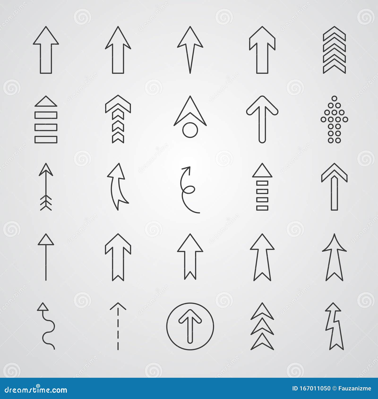 Set of Arrow Outline Icon stock vector. Illustration of button - 167011050