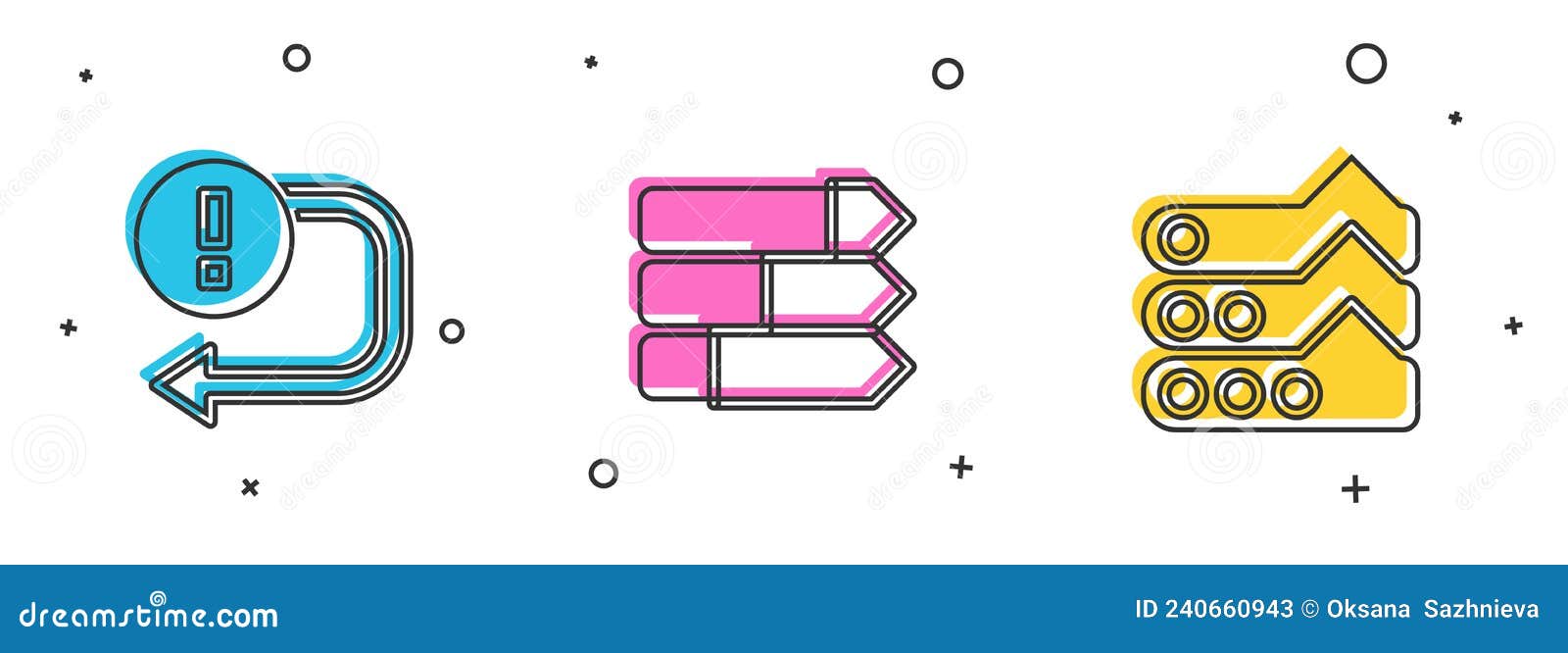 Set Arrow, Pie Chart Infographic and Graph, Chart, Diagram Icon. Vector ...