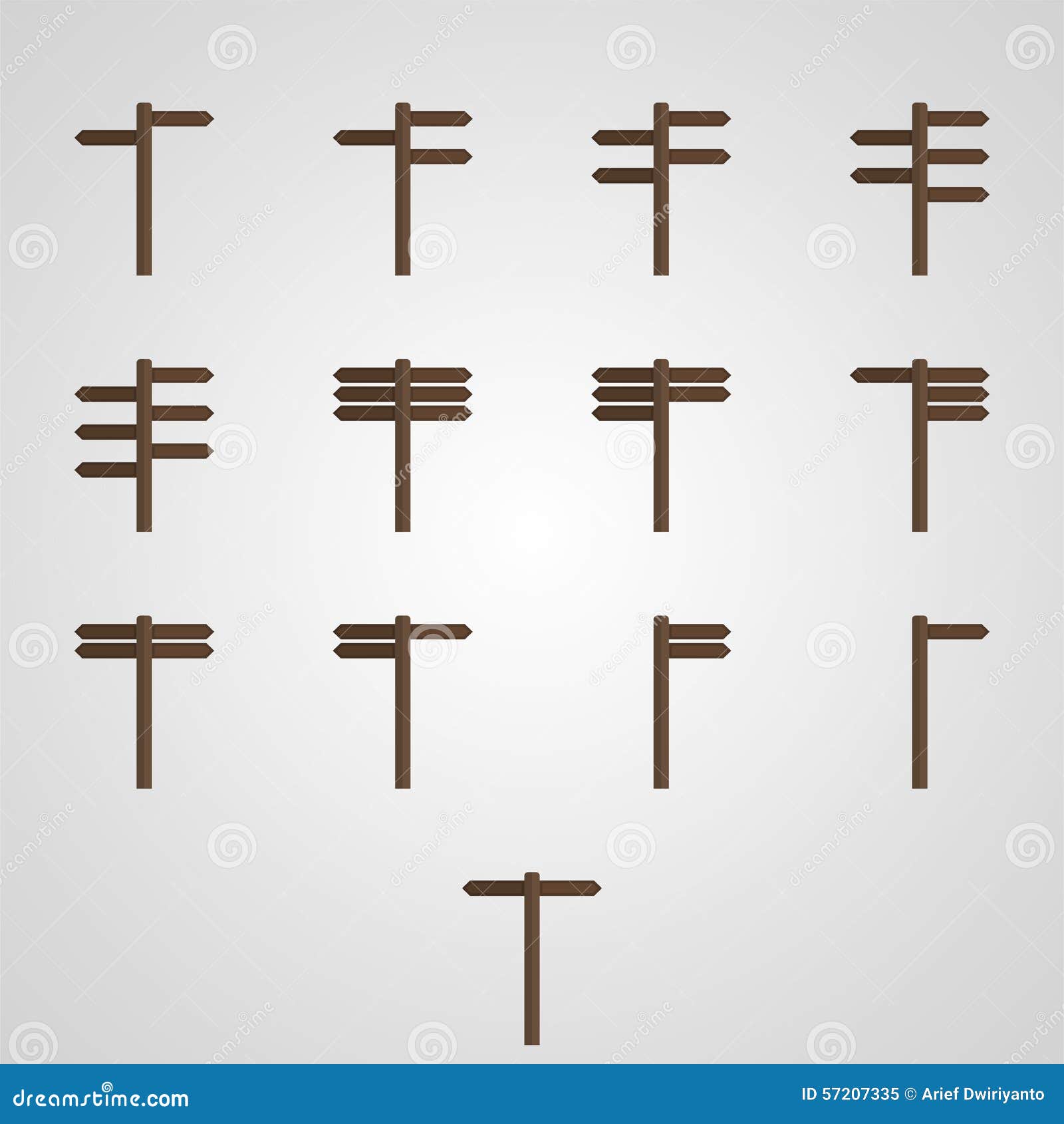 Set of arrow road signs stock vector. Illustration of collection - 57207335