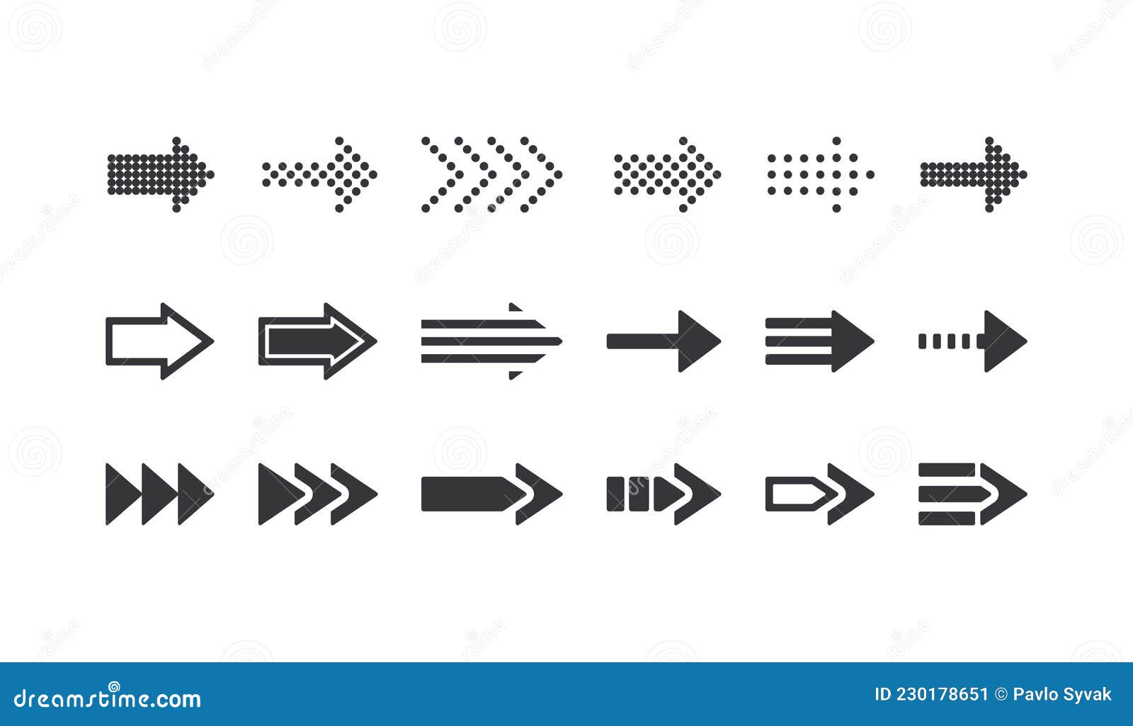 Set of Arrow Signs, Rewind Icons Graphic Design Elements for Website ...