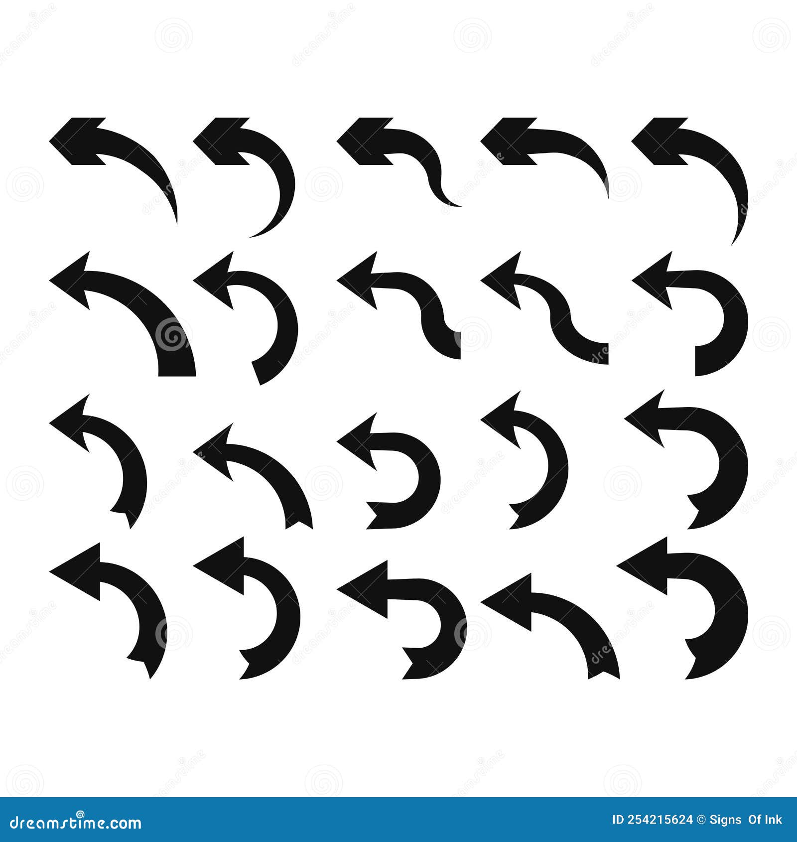 Set of arrow symbols stock vector. Illustration of direction - 254215624