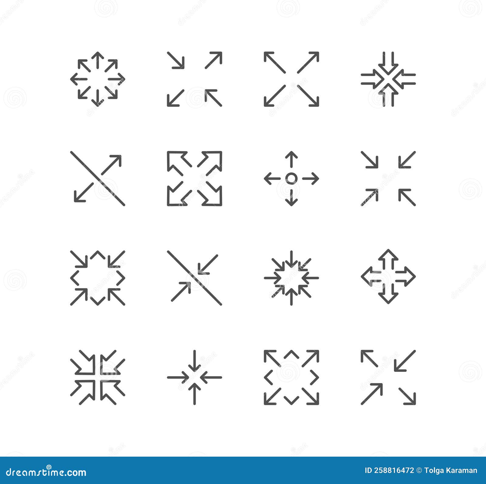 Set of Arrow and Technology Icons, Size, Scale, Decrease, Edit, Resize ...