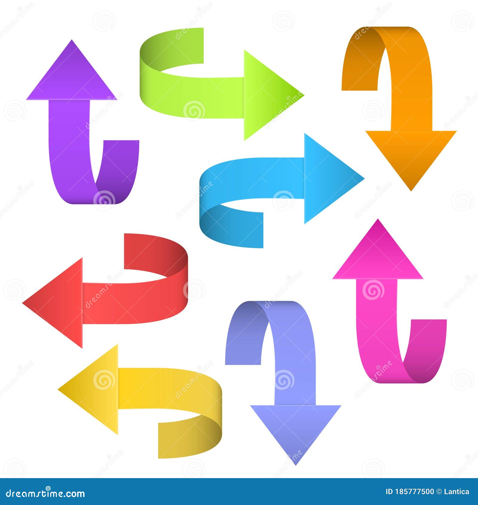 Set of Arrows Different Color and Direction Stock Illustration ...