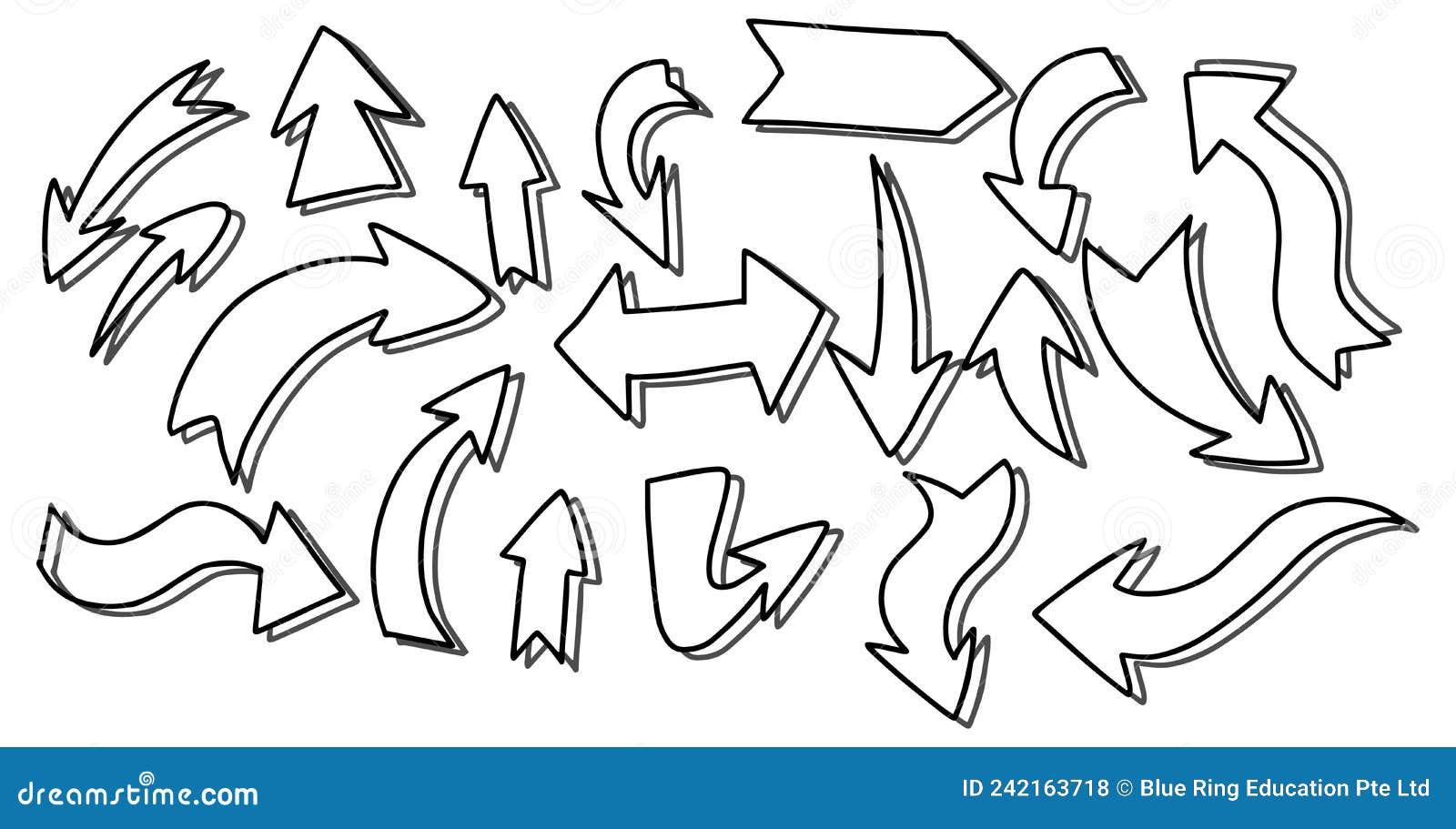 Set of Arrows in Different Directions on White Background Stock Vector ...