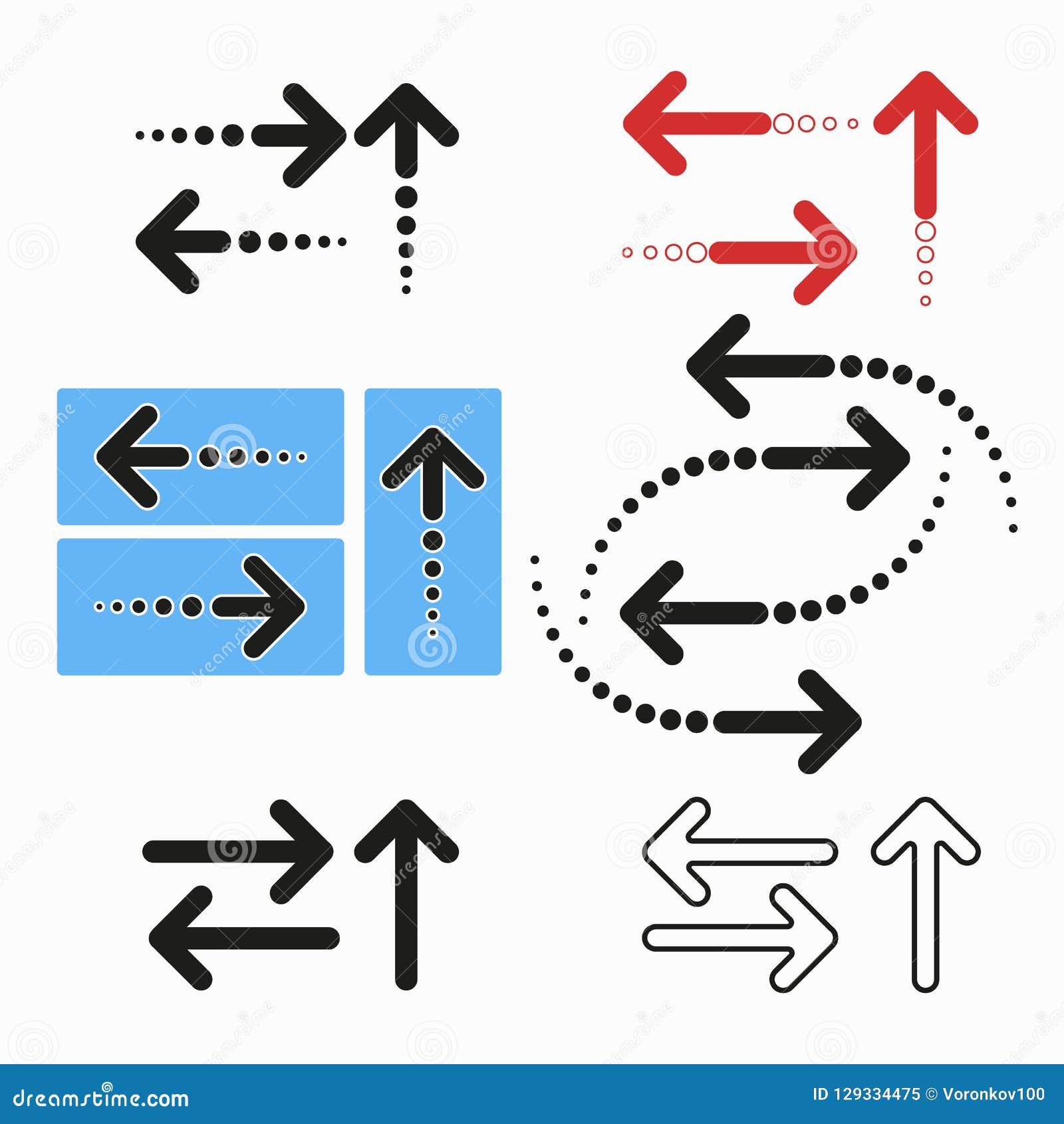 Set of Arrows of Different Shapes in Flat Style. Isolated on a Light ...