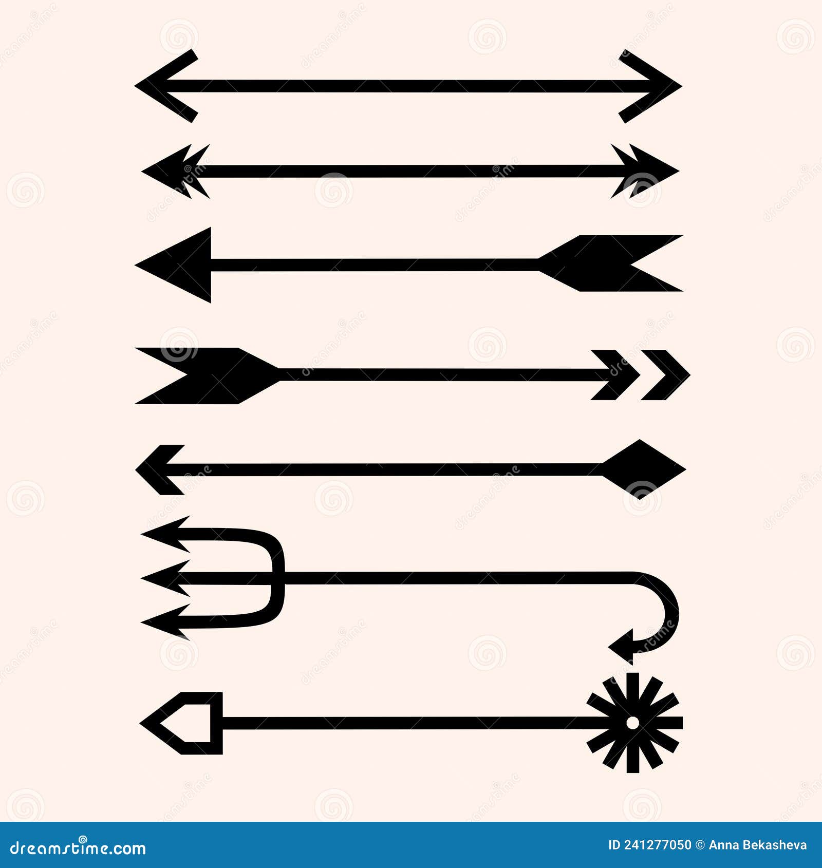 A Set of Arrows with Different Tips. Pagan Tools. Arrows Linear, Black ...